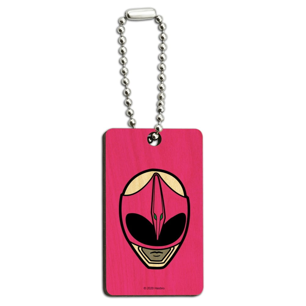 Power Rangers Pink Ranger Helmet Wood Wooden Rectangle Keychain Key ...