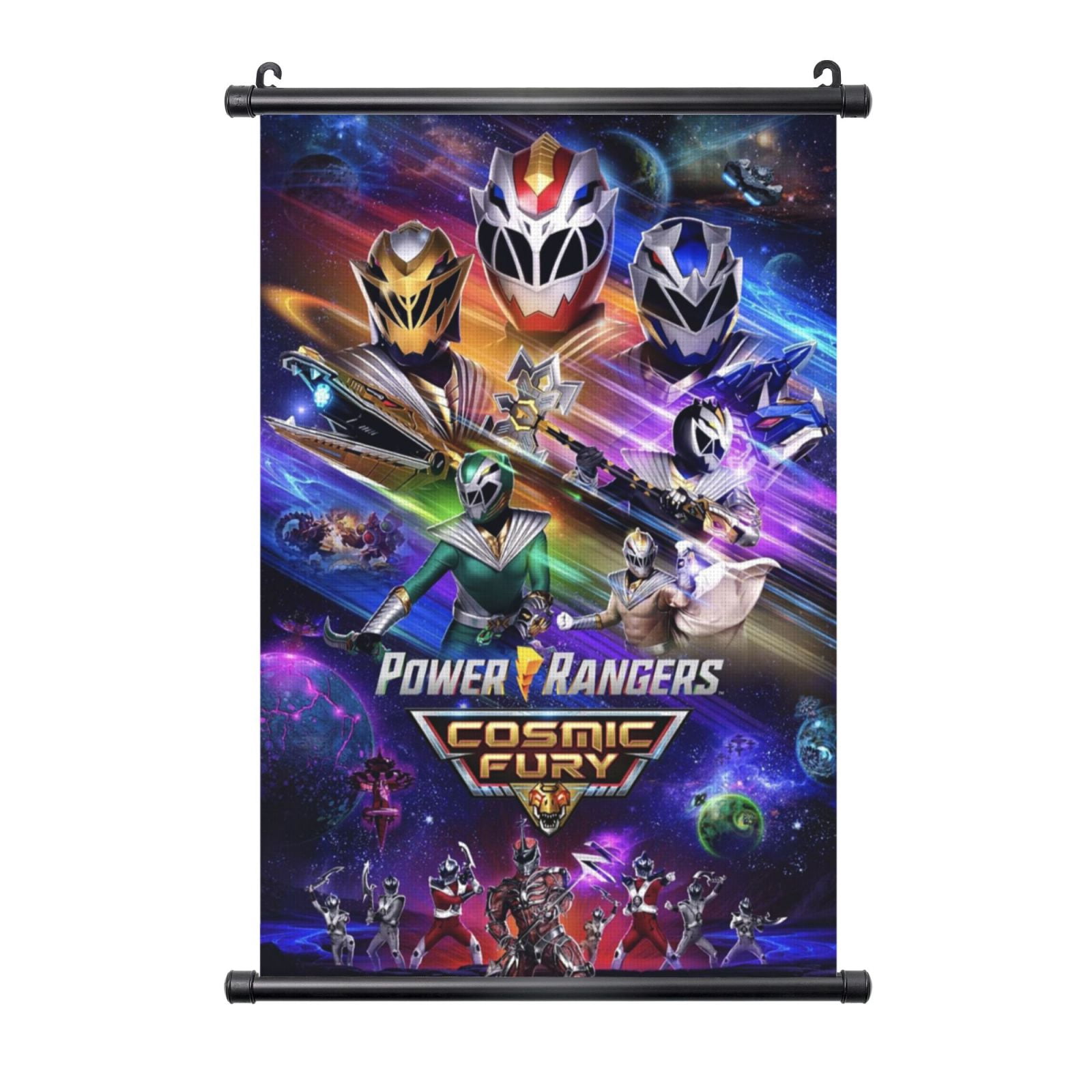 Power Rangers Poster Black Plastic Shaft Hanging Poster Decor Canvas ...