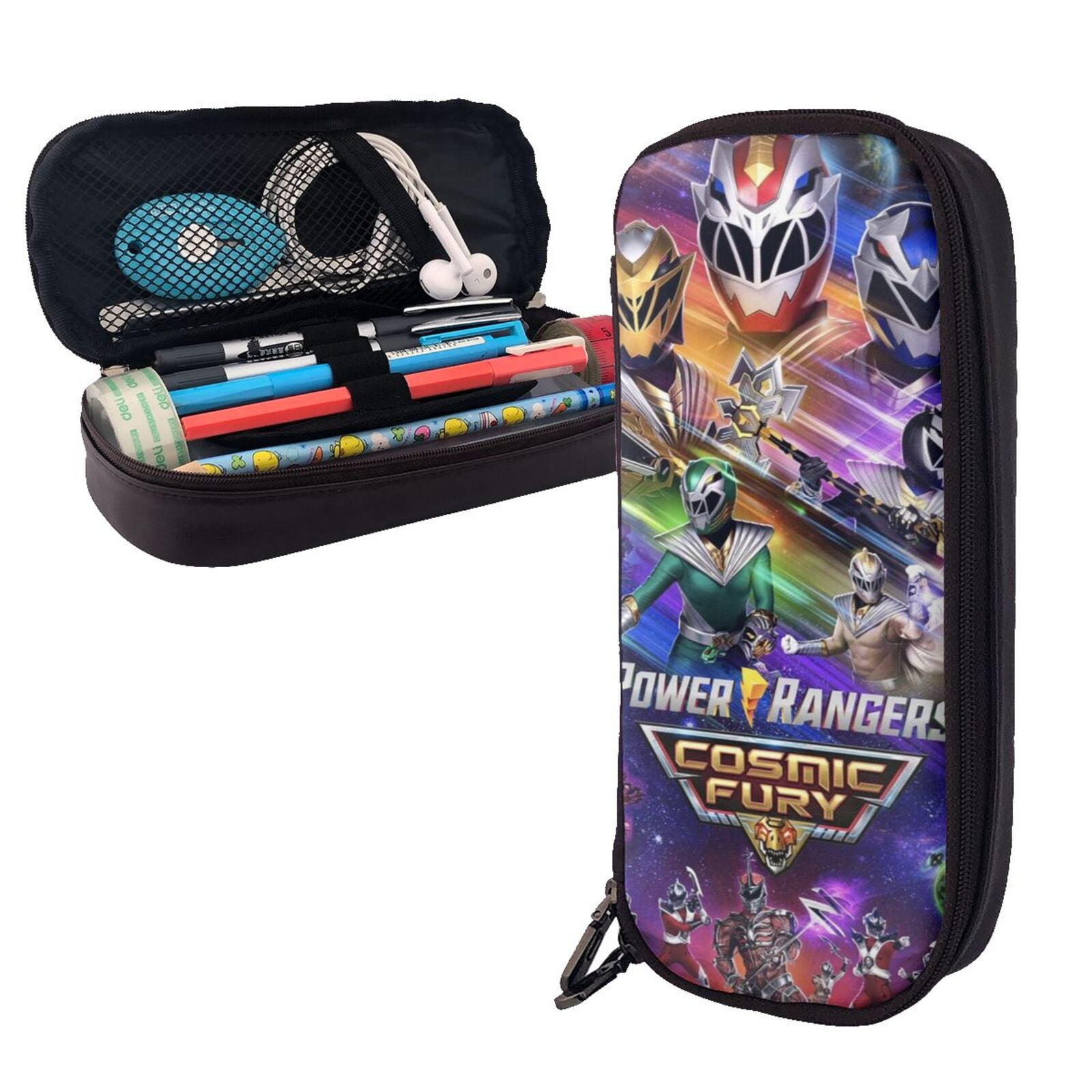 Power Rangers Poster Pencil Case Brown Leather Pen Bag Stationery Pouch ...