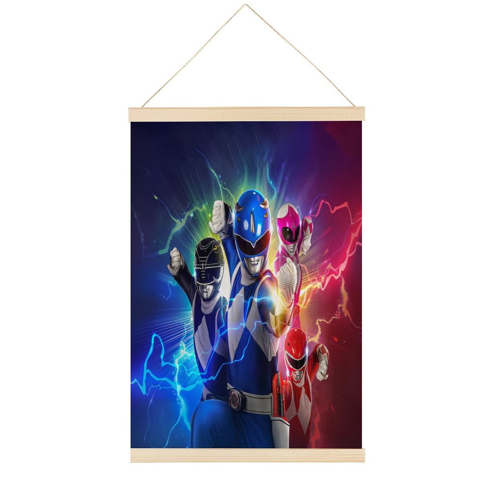 Power Rangers Poster Wall Art Decor Hanging Paintings Wood Frame Hanger ...