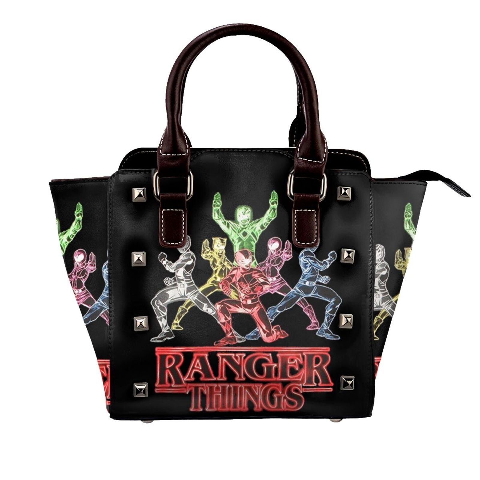 Power Rangers-Ranger Things Handbag Leather Rivet Shoulder Bag Luxury ...