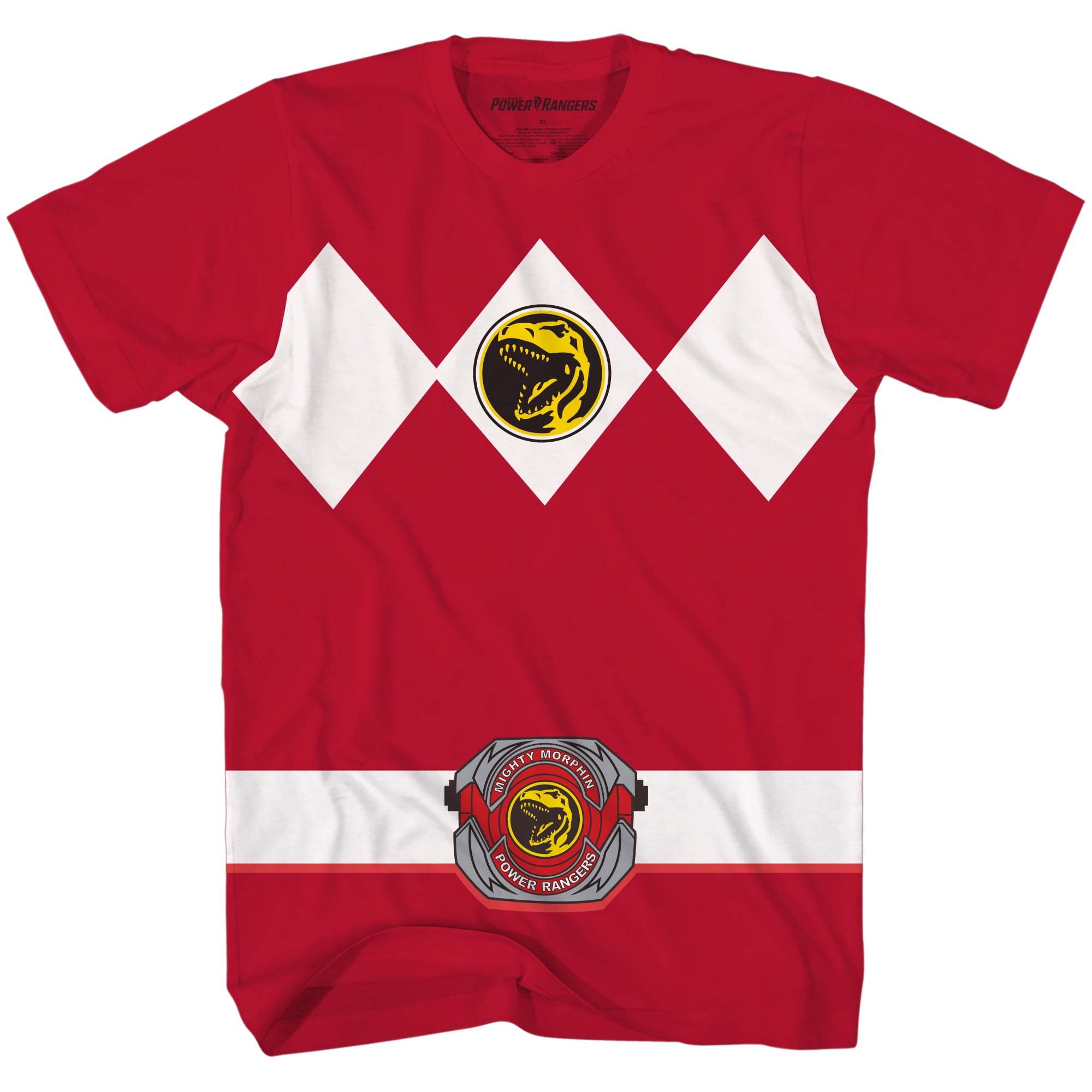 Power Rangers Red Ranger Costume Officially Licensed Adult Red T-Shirt ...