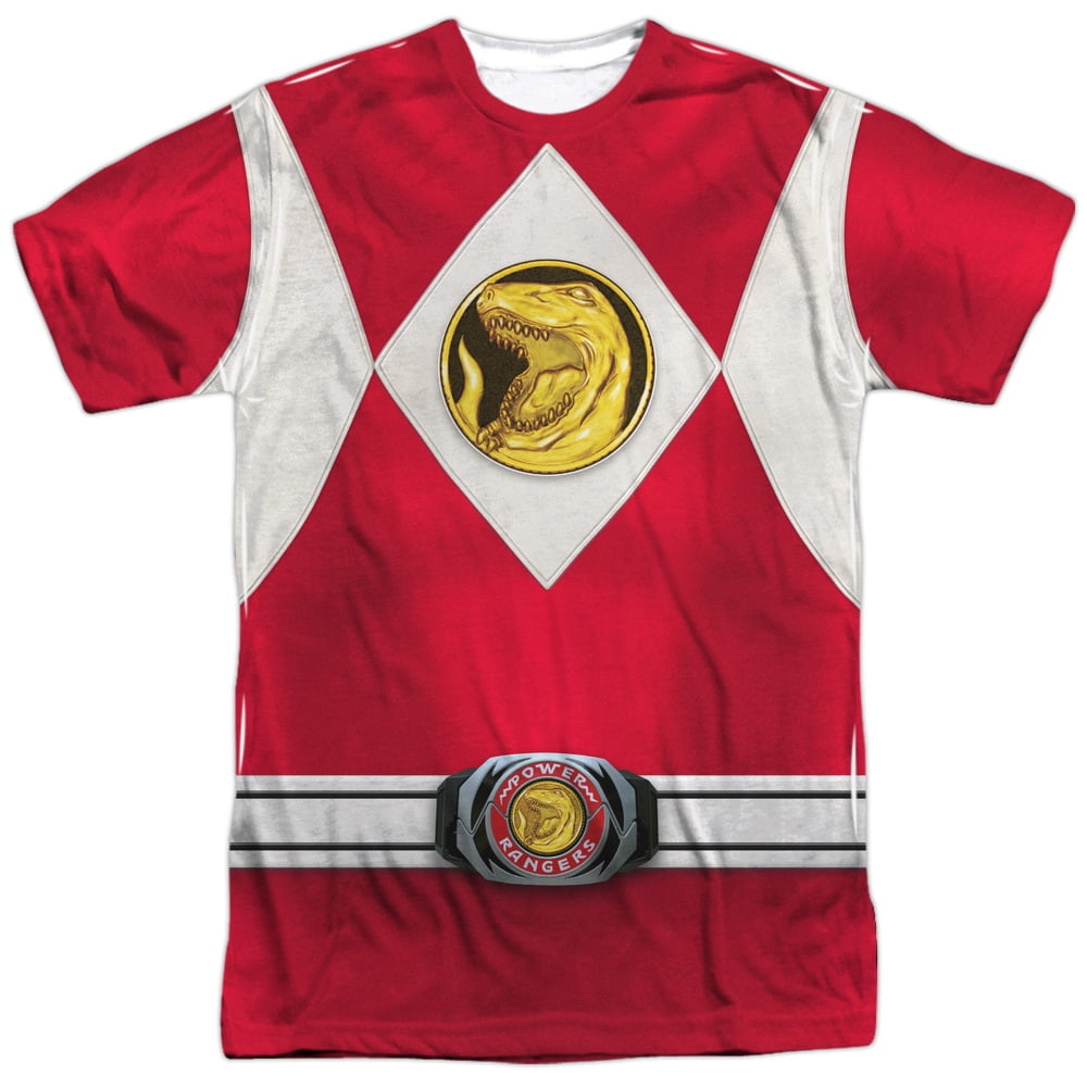 Power Rangers Men's Red Ranger Emblem Sublimation T-shirt White ...