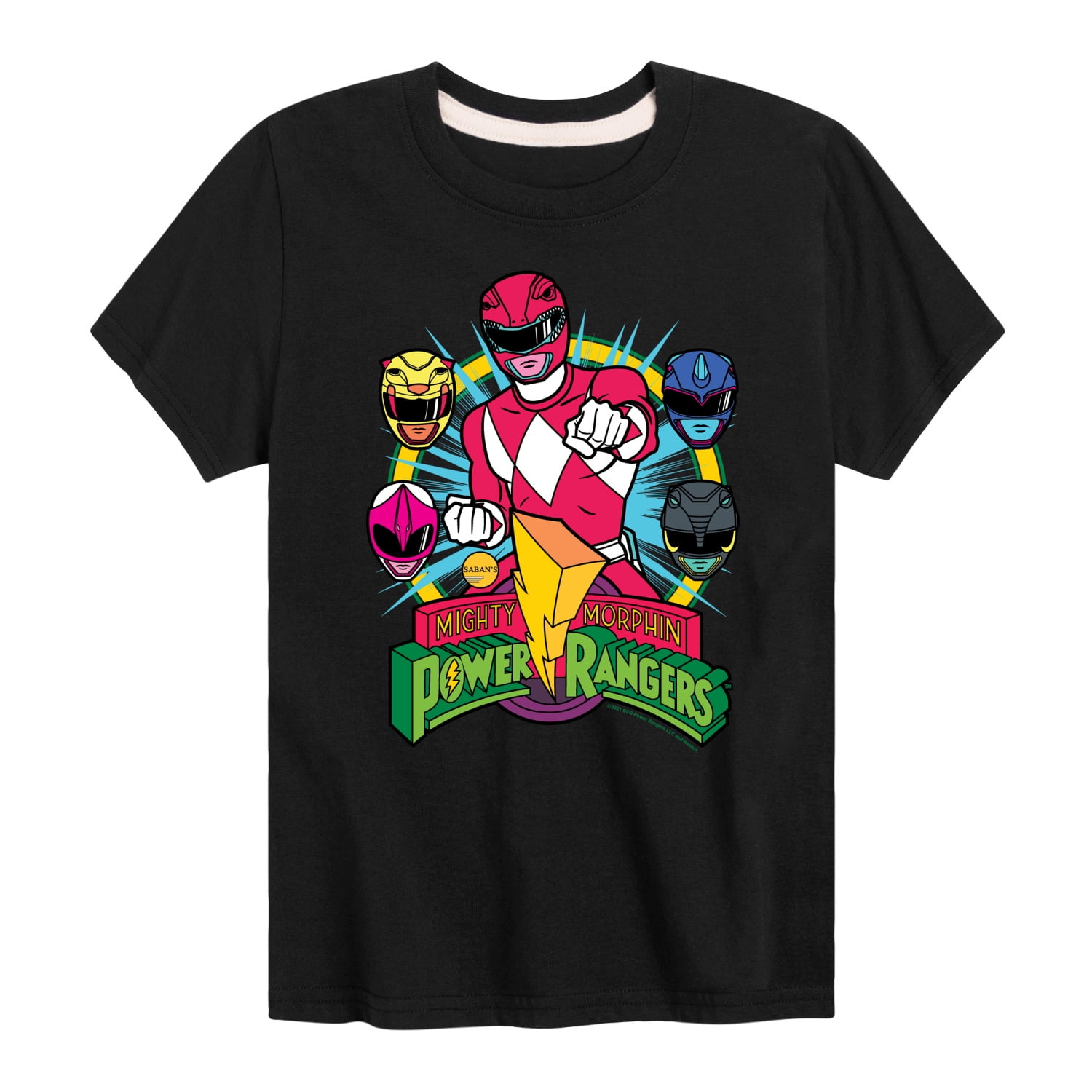 Power Rangers - Red Ranger With Faces - Boy's Short Sleeve Tee ...