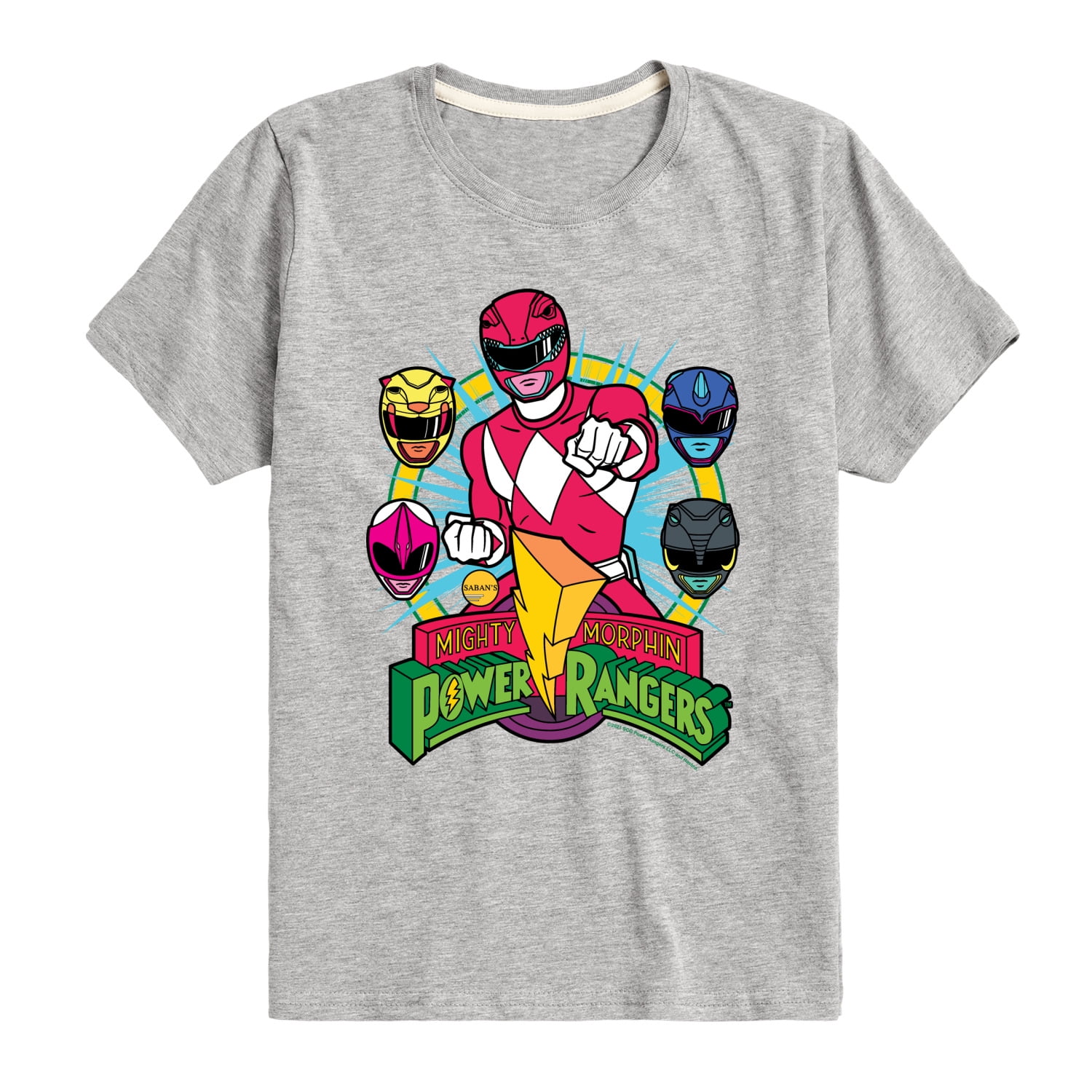 Power Rangers - Red Ranger With Faces - Boy's Short Sleeve Tee ...