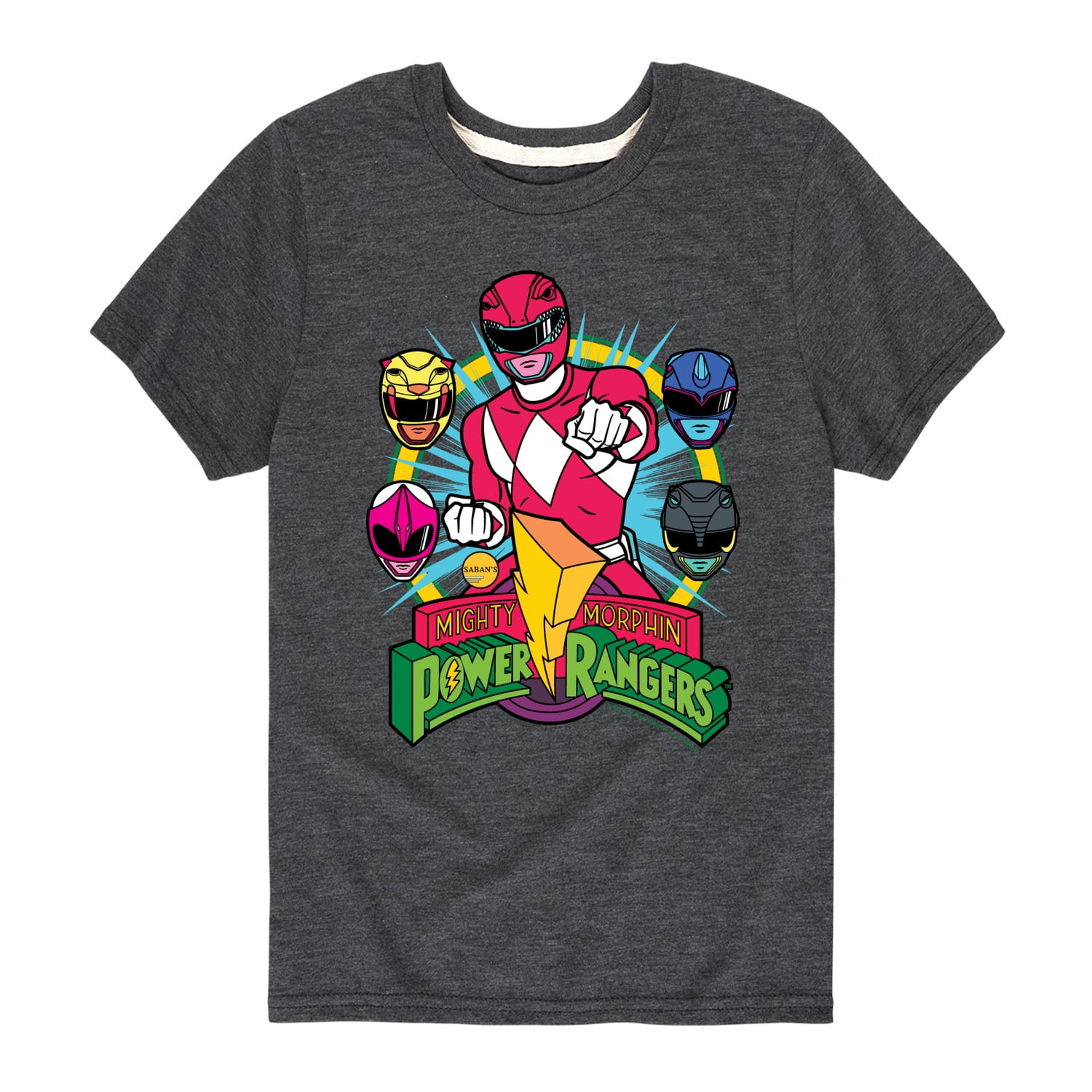 Power Rangers - Red Ranger With Faces - Boy's Short Sleeve Tee ...