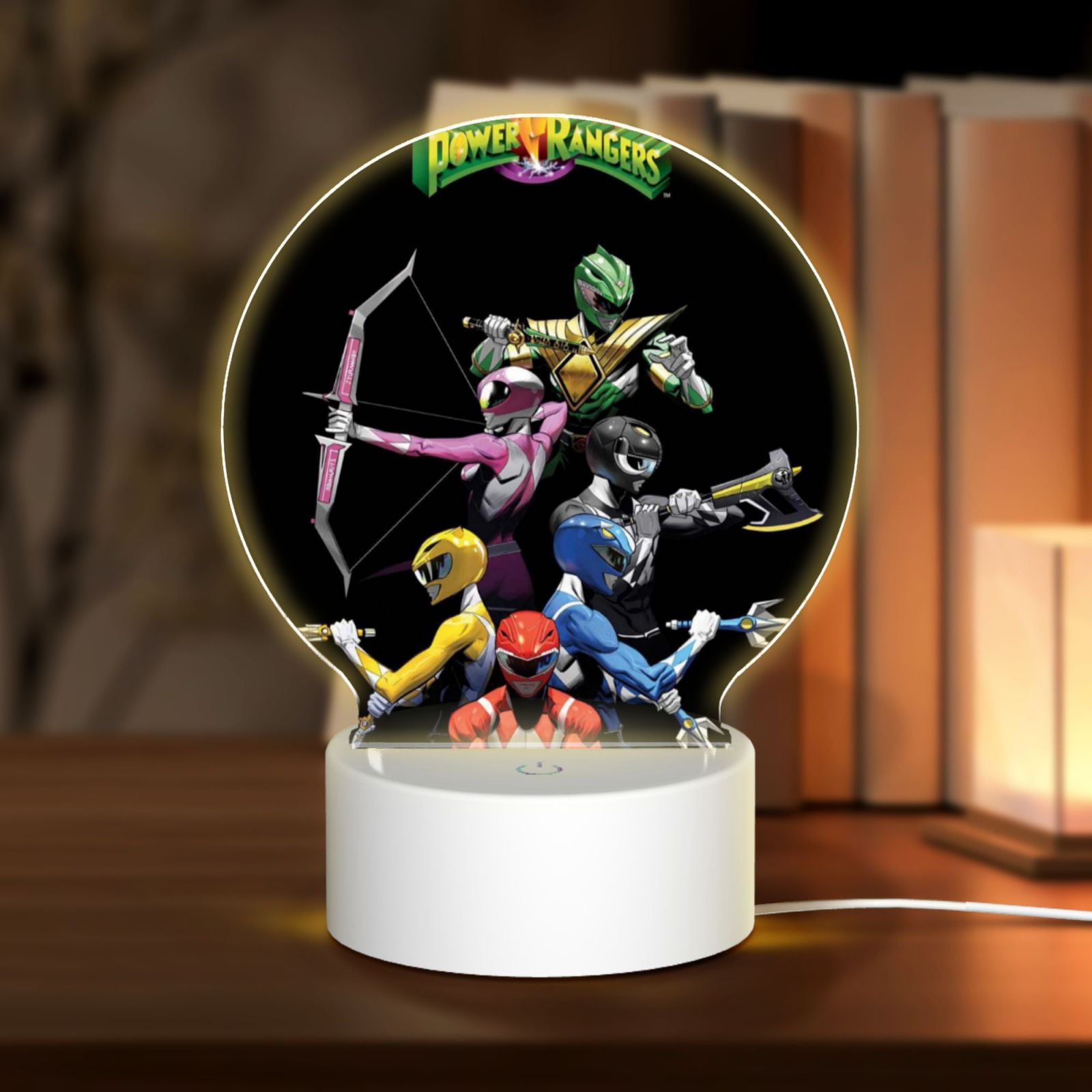 Power Rangers Round Acrylic Night Light Decoration USB Cable LED Lamp ...