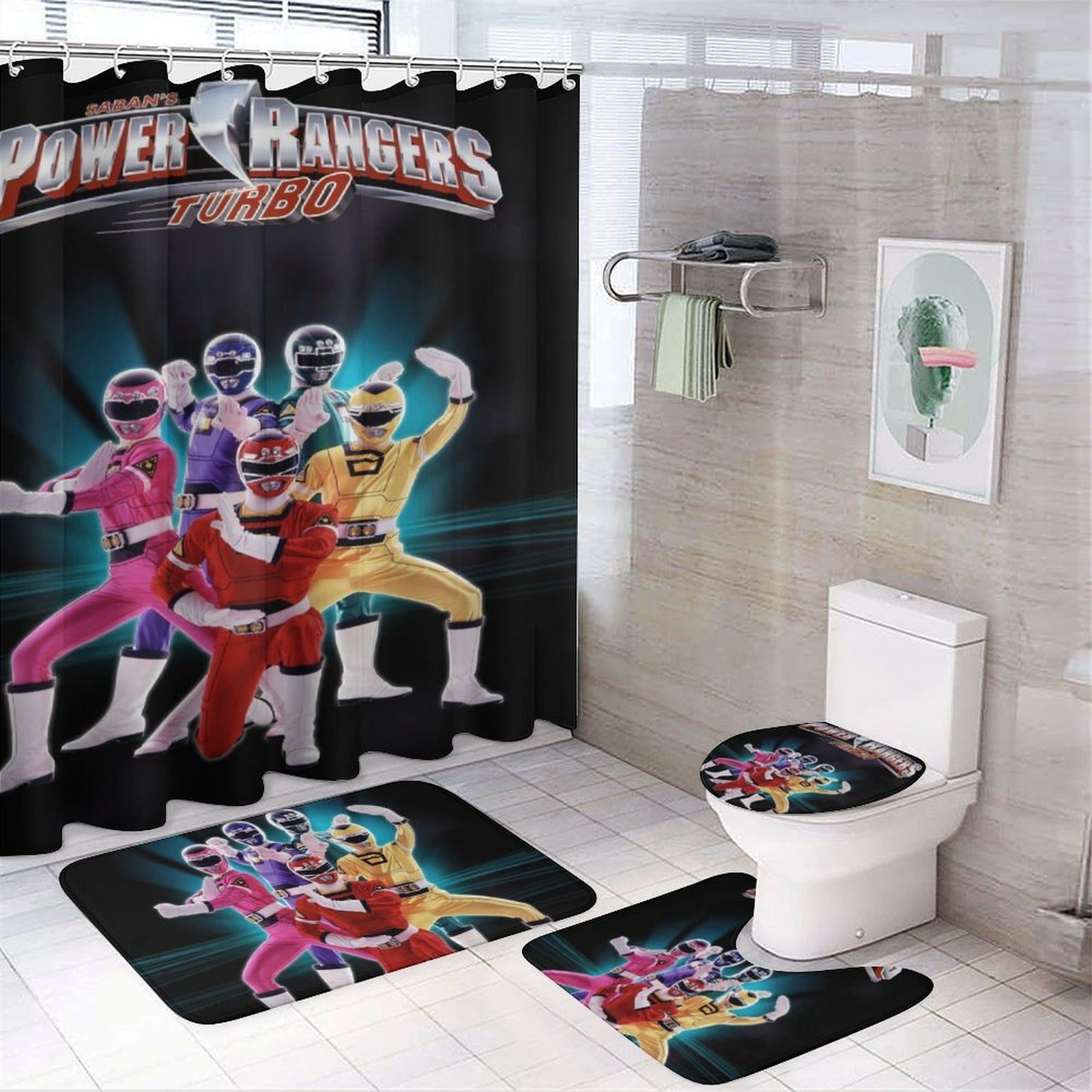 Power Rangers Shower Curtain Sets, 4-piece Bathroom Sets, Waterproof ...