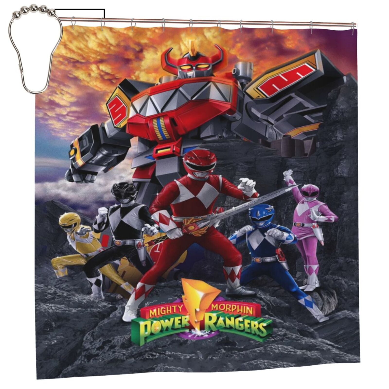 Power Rangers Shower Curtain Waterproof Cartoon Anime Shower Curtains ...