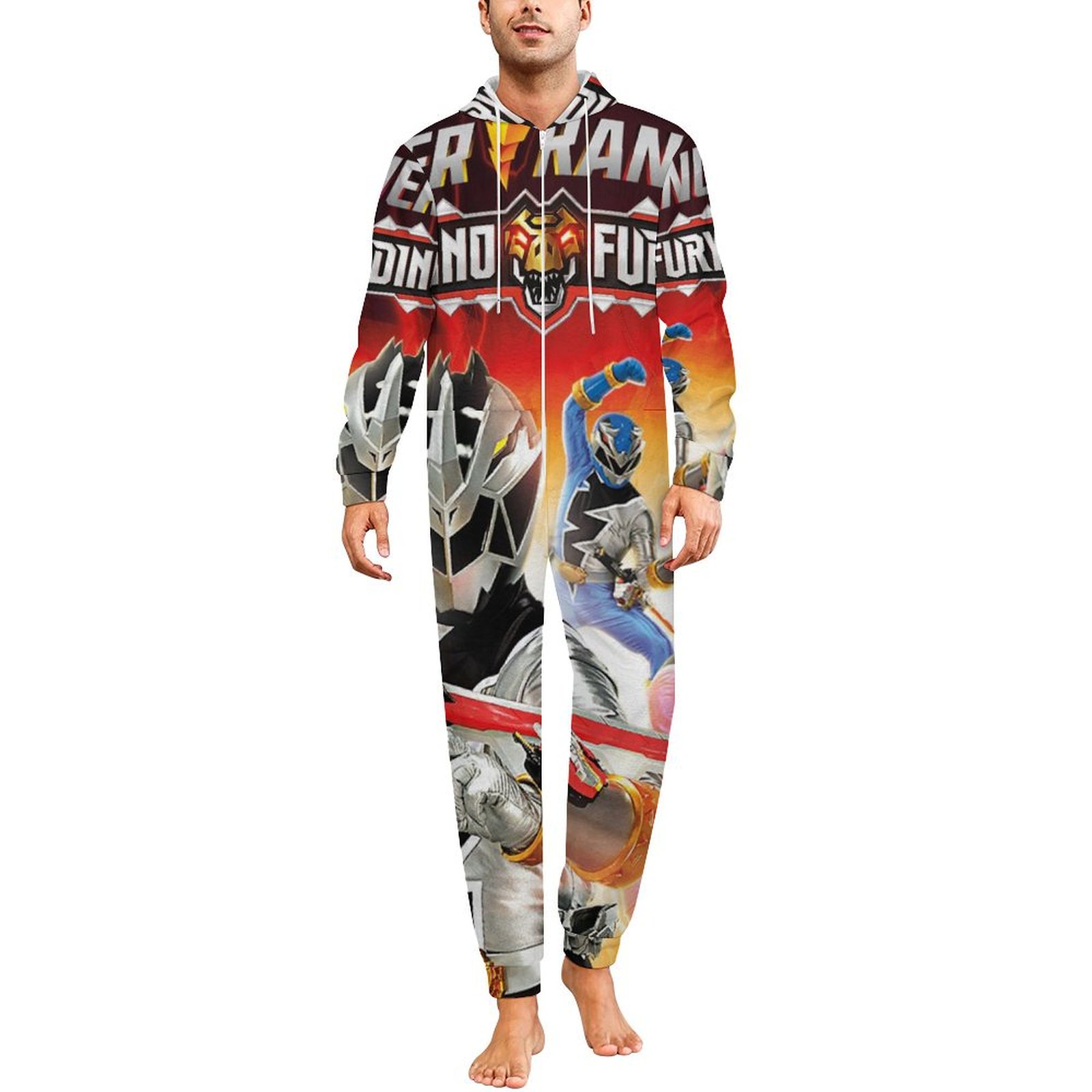 Power Rangers Unisex Onesie Pajamas Zipper Jumpsuit Hooded One Piece ...