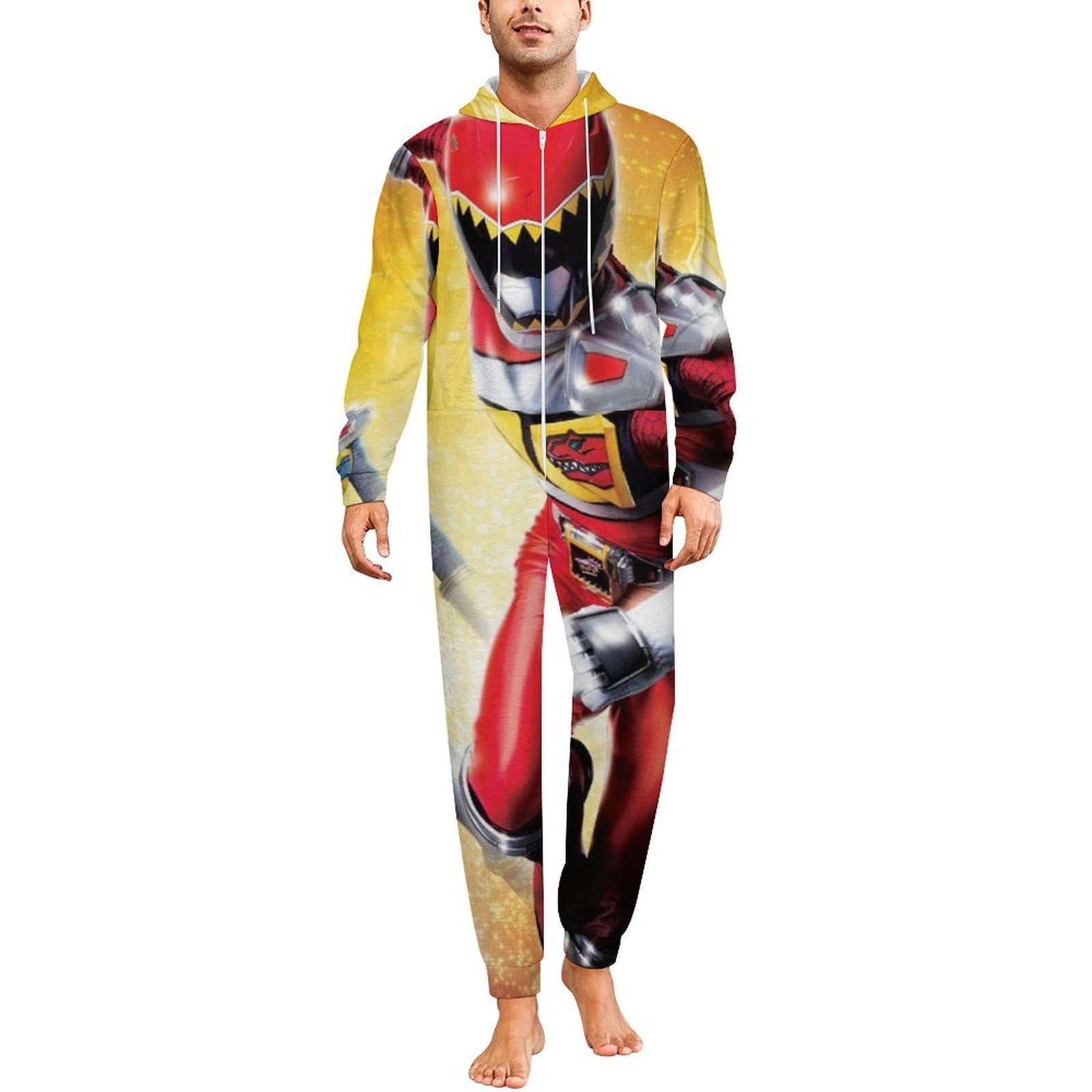 Power Rangers Unisex Onesie Pajamas Zipper Jumpsuit Hooded One Piece ...