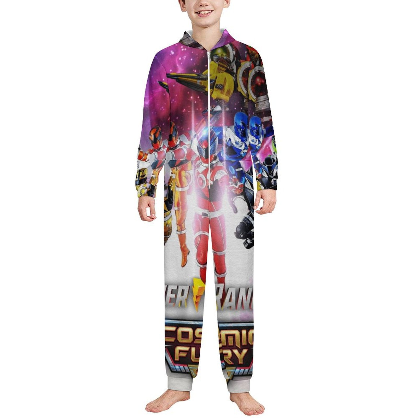 Power Rangers Unisex Onesie Pajamas Zipper Jumpsuit Hooded One Piece ...