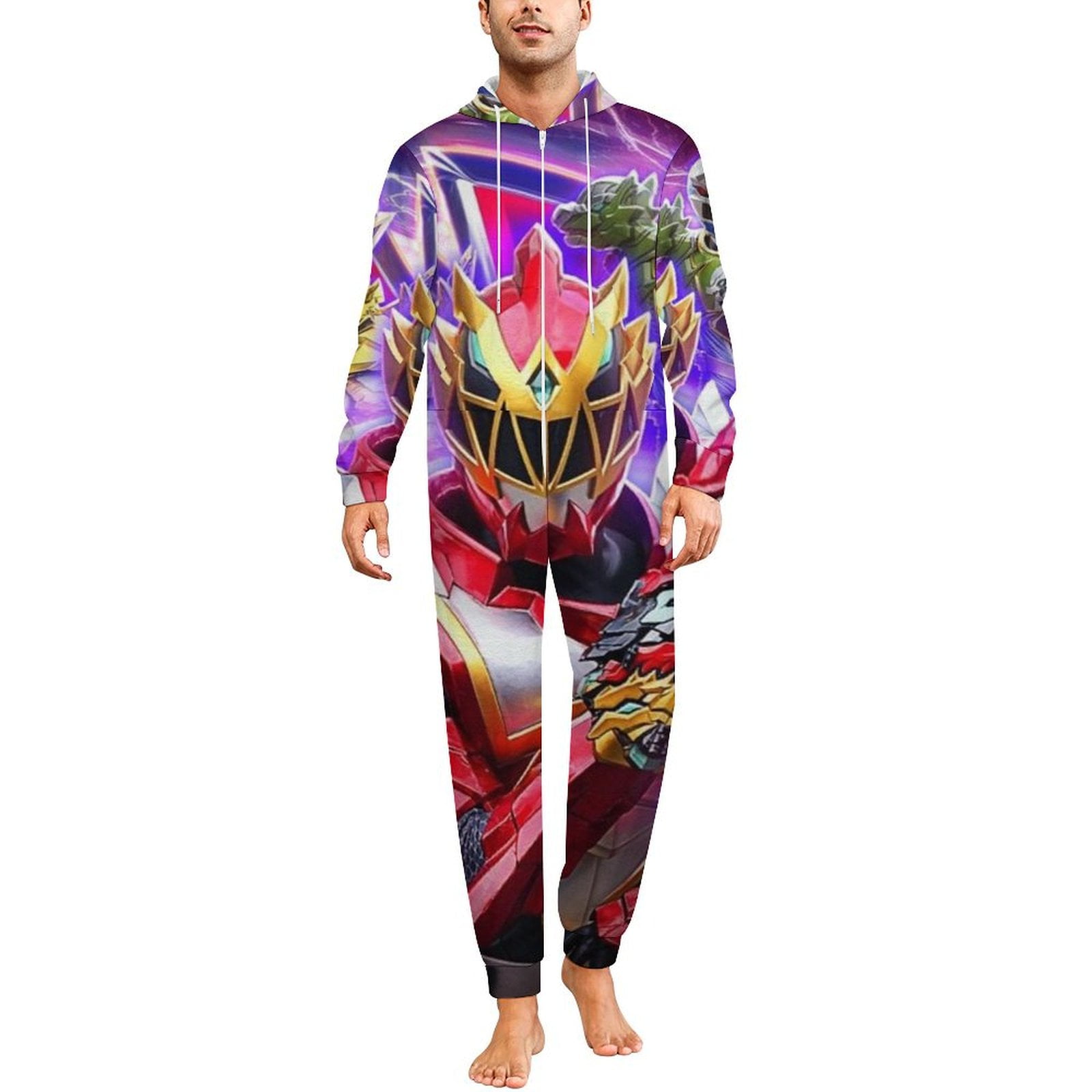 Power Rangers Unisex Onesie Pajamas Zipper Jumpsuit Hooded One Piece ...