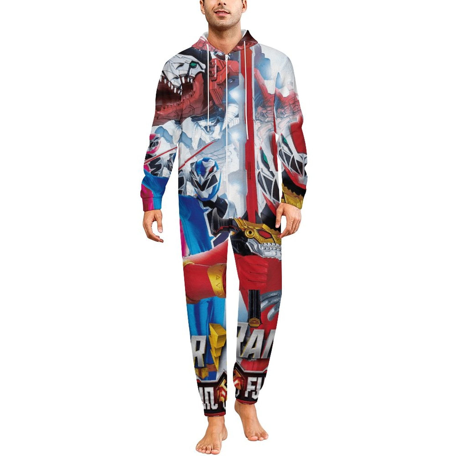 Power Rangers Unisex Onesie Pajamas Zipper Jumpsuit Hooded One Piece ...