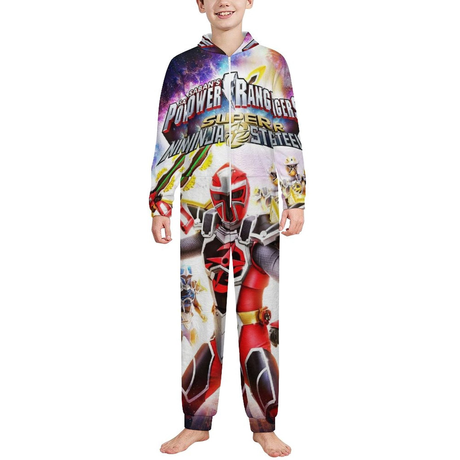 Power Rangers Unisex Onesie Pajamas Zipper Jumpsuit Hooded One Piece ...