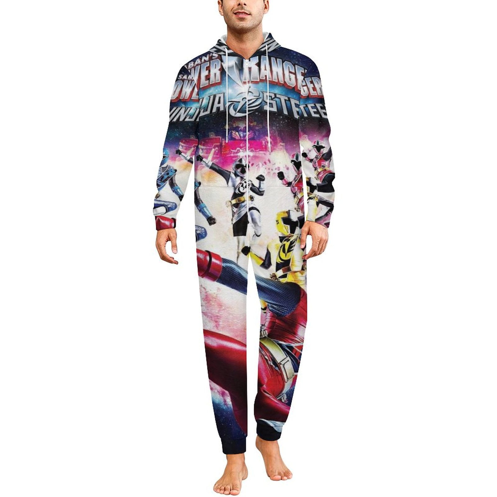 Power Rangers Unisex Onesie Pajamas Zipper Jumpsuit Hooded One Piece ...