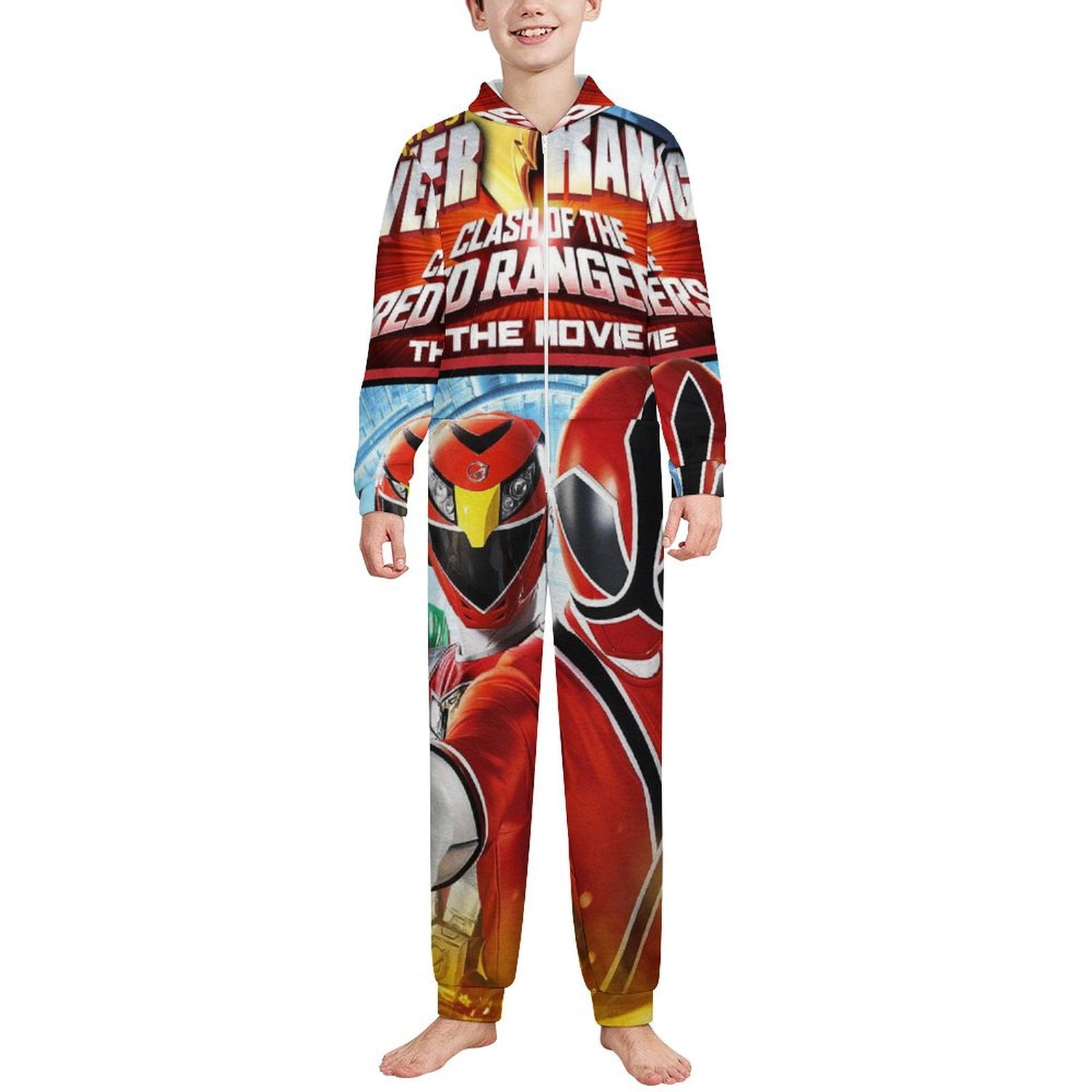 Power Rangers Unisex Onesie Pajamas Zipper Jumpsuit Hooded One Piece ...