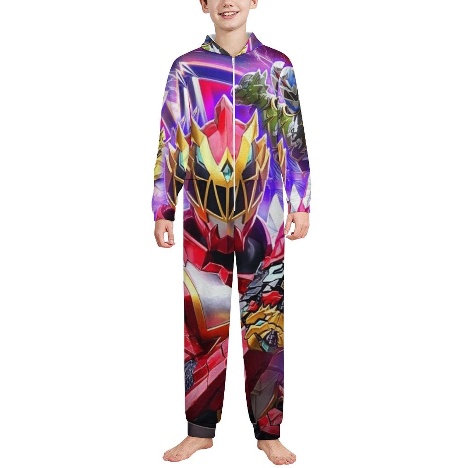 Power Rangers Unisex Onesie Pajamas Zipper Jumpsuit Hooded One Piece ...
