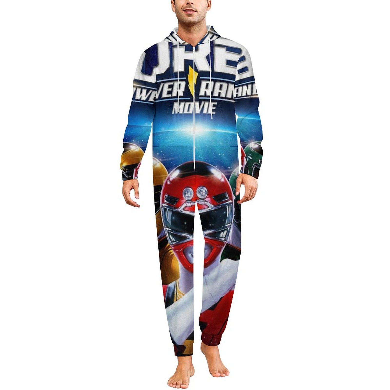 Power Rangers Unisex Onesie Pajamas Zipper Jumpsuit Hooded One Piece ...