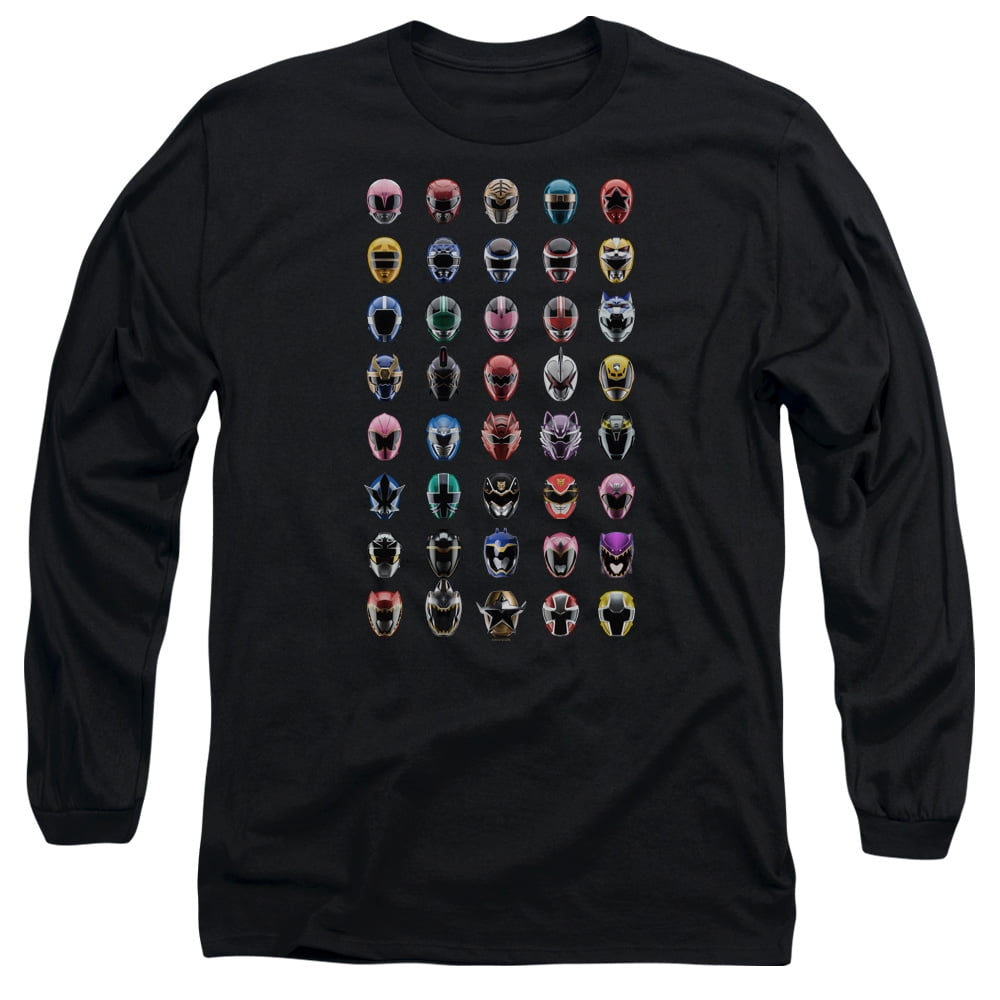Power Rangers Visual Timeline Long Sleeve Adult 18/1 T-Shirt Black ...