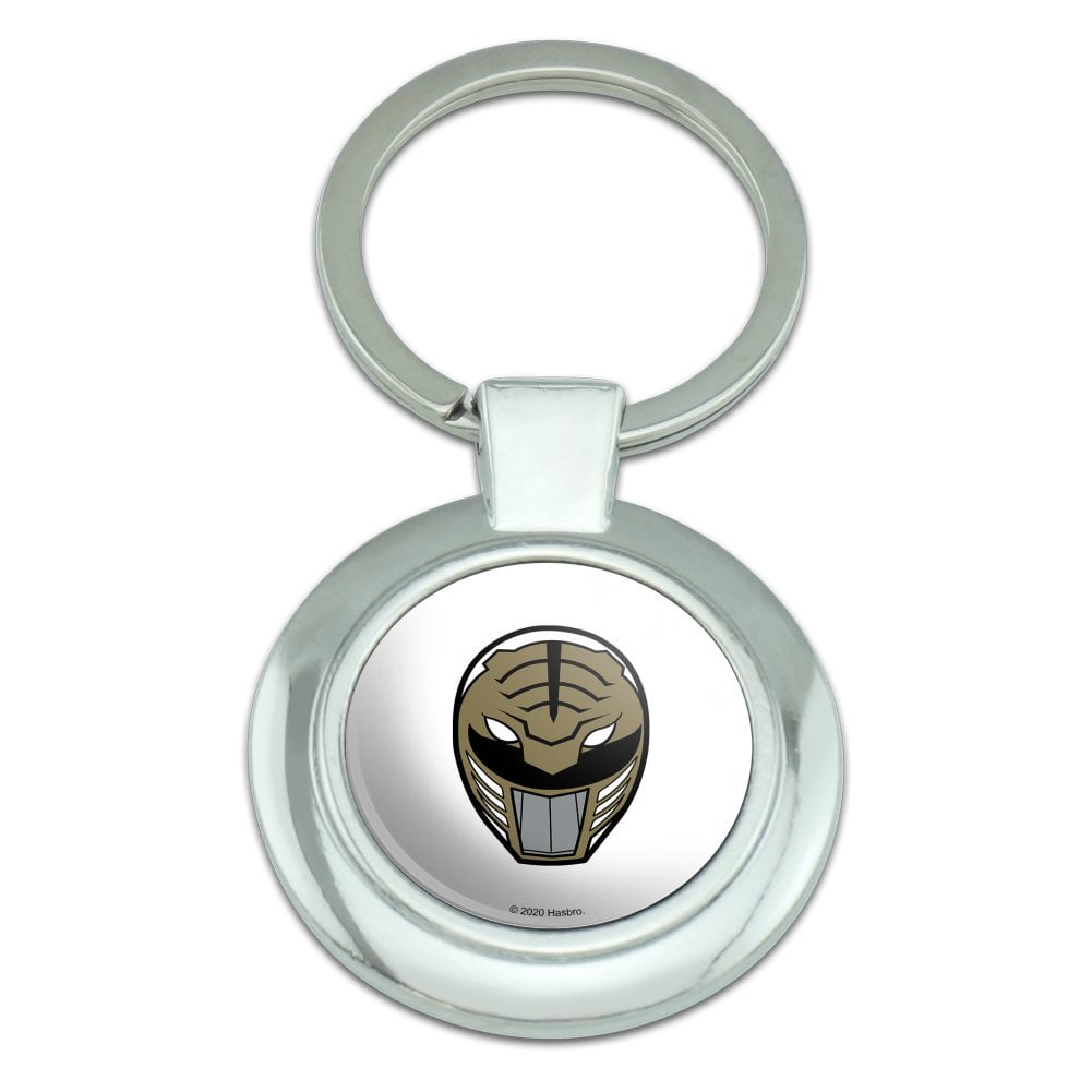 Power Rangers White Ranger Helmet Keychain Classy Round Chrome Plated ...