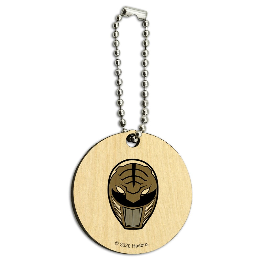 Power Rangers White Ranger Helmet Wood Wooden Round Keychain Key Chain ...
