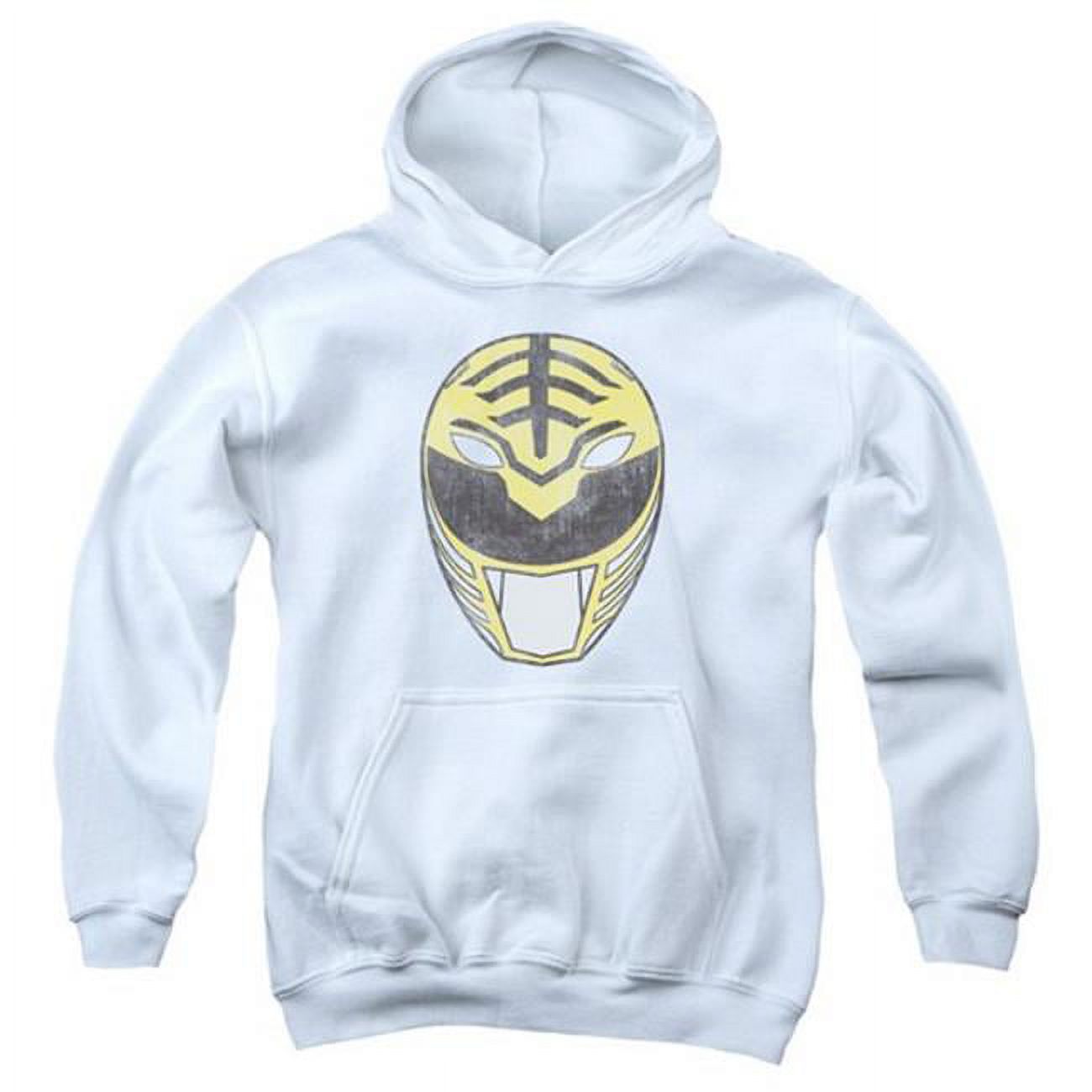 Power Rangers-White Ranger Mask Youth Pull-Over Hoodie- White - Small ...