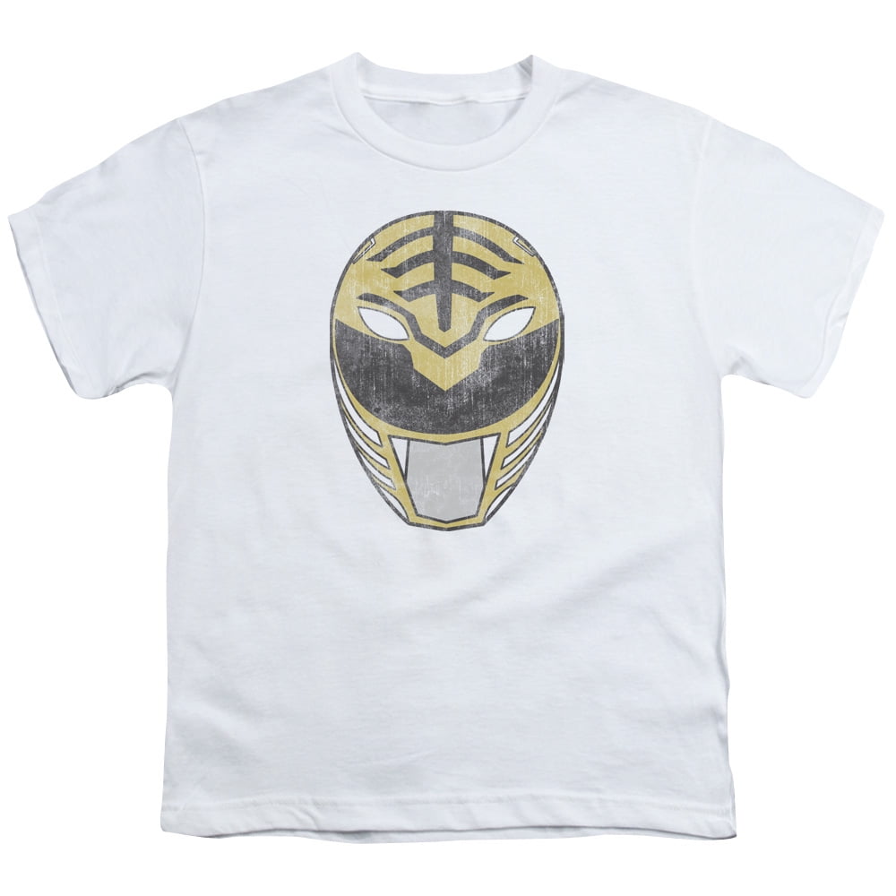 Power Rangers - White Ranger Mask - Youth Short Sleeve Shirt - Small ...