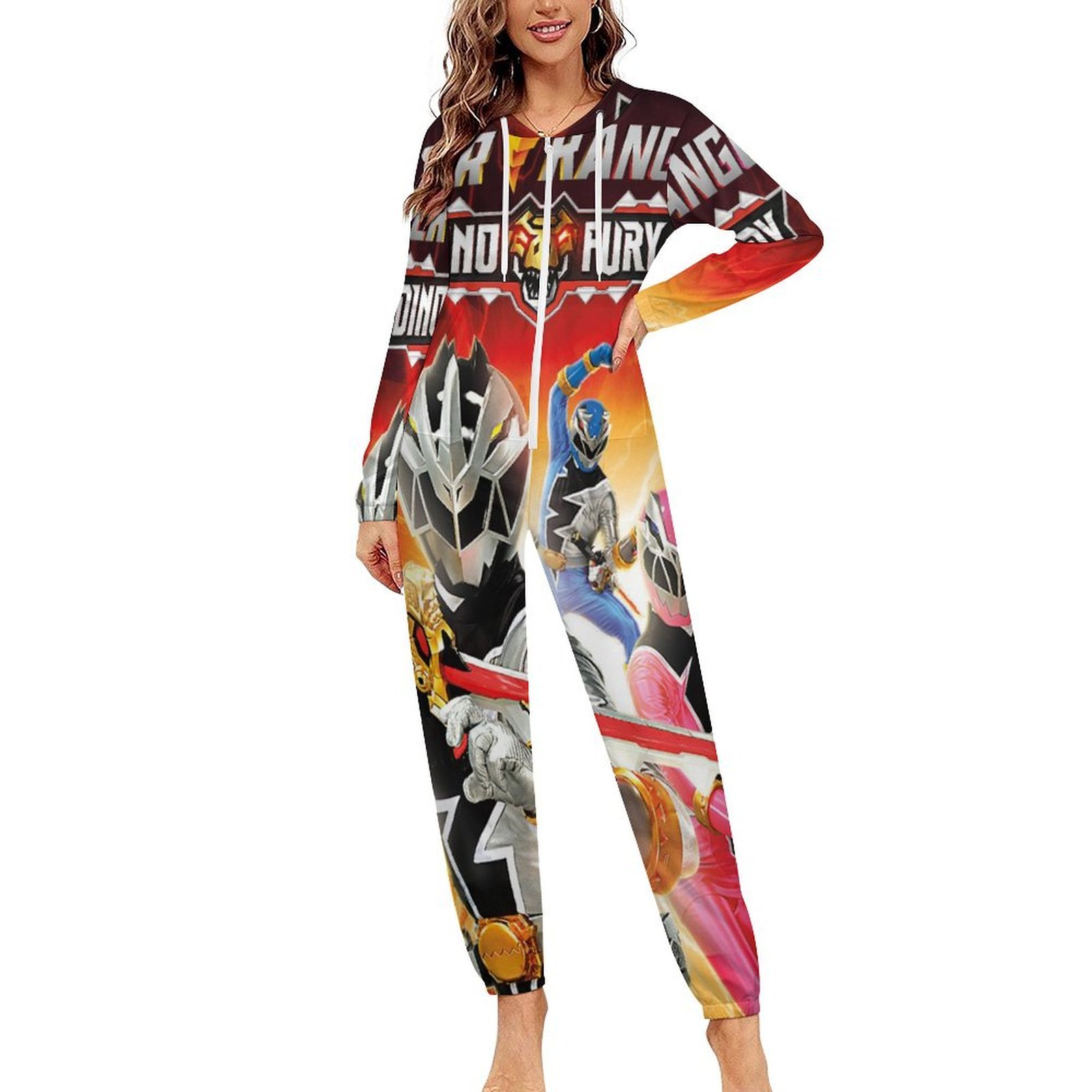 Power Rangers Women Men Pajamas Zipper Onesie Jumpsuit Hooded One Piece ...