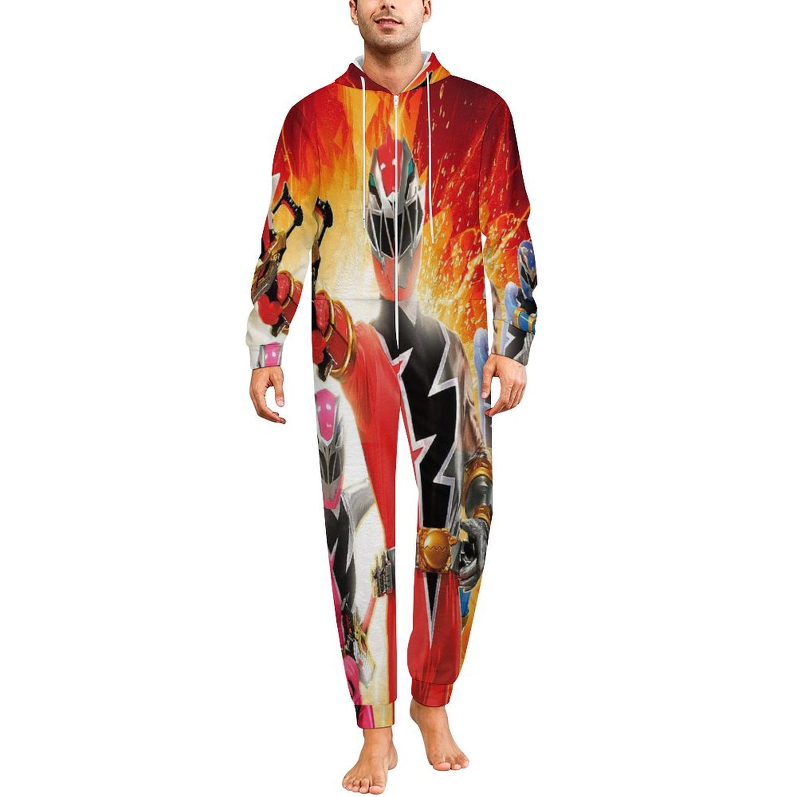 Power Rangers Women Men Pajamas Zipper Onesie Jumpsuit Hooded One Piece ...