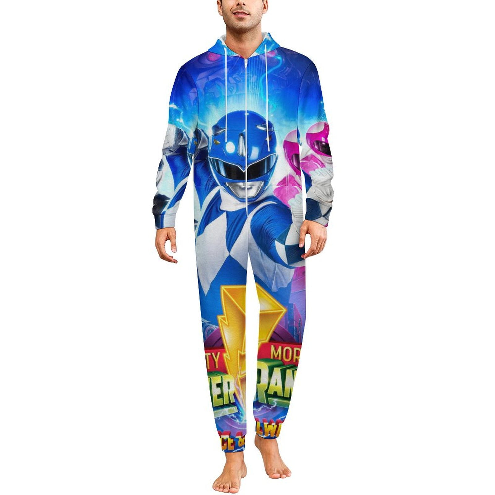 Power Rangers Women Men Pajamas Zipper Onesie Jumpsuit Hooded One Piece ...