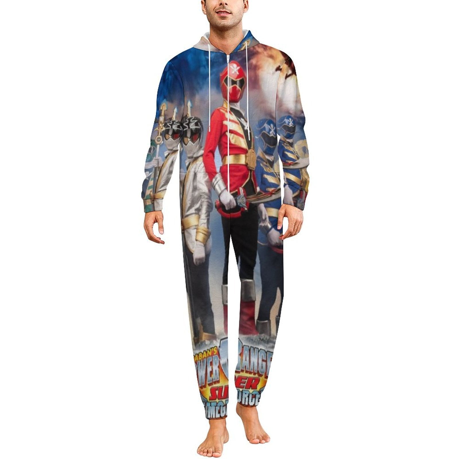 Power Rangers Women Men Pajamas Zipper Onesie Jumpsuit Hooded One Piece ...