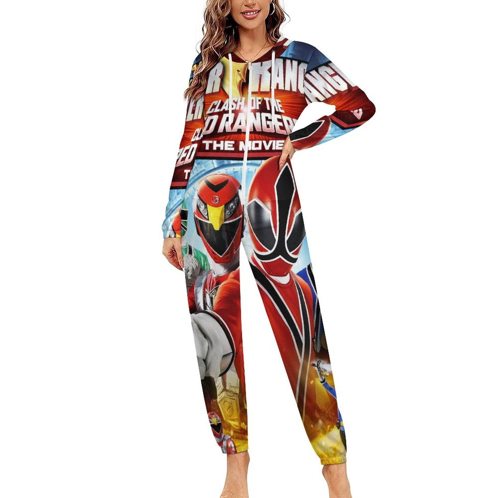 Power Rangers Women Men Pajamas Zipper Onesie Jumpsuit Hooded One Piece ...