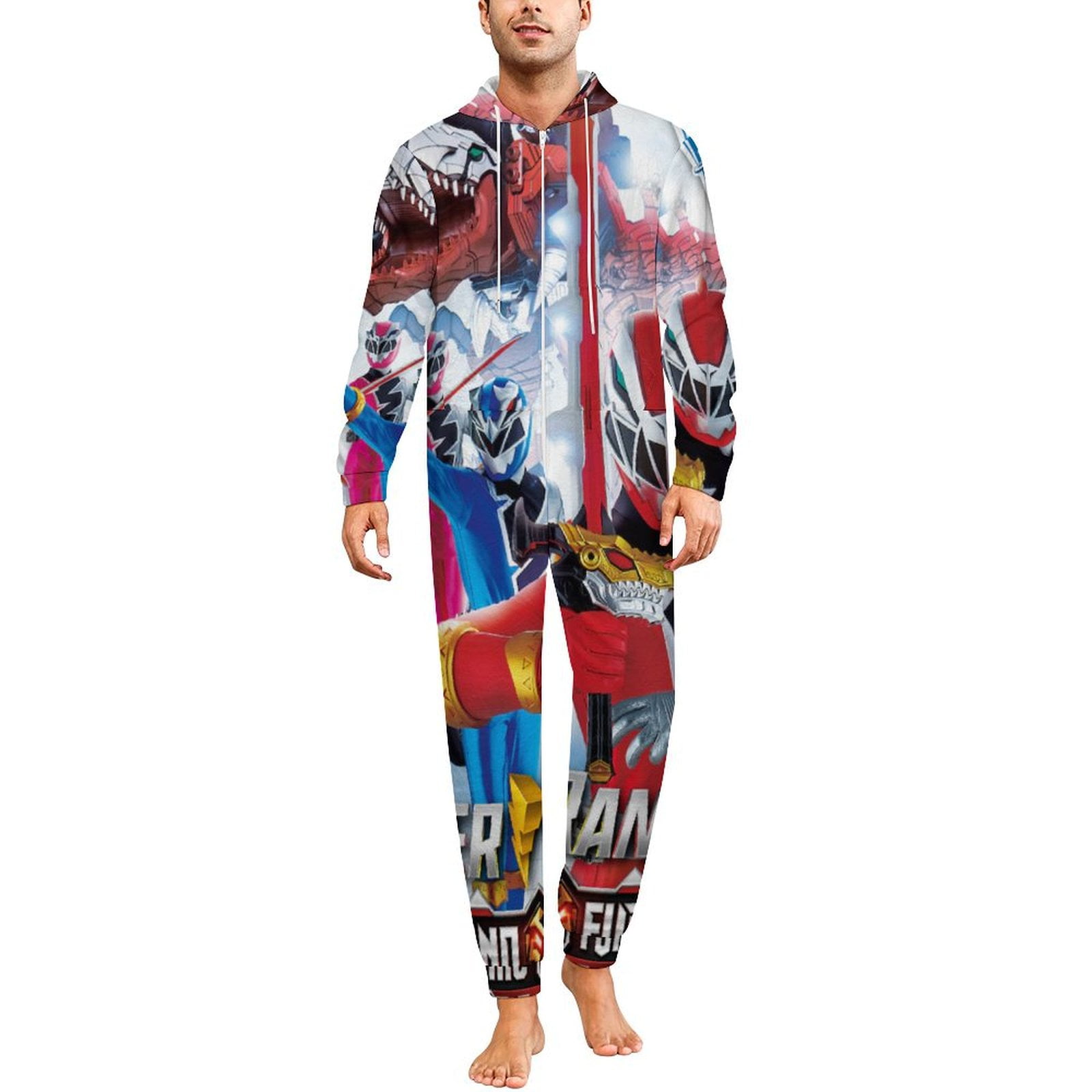 Power Rangers Women Men Pajamas Zipper Onesie Jumpsuit Hooded One Piece ...