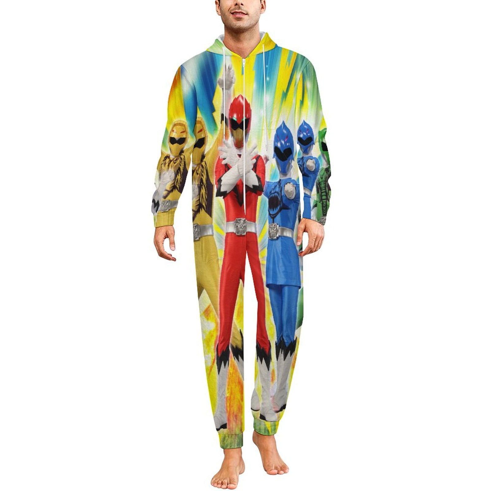 Power Rangers Women Men Pajamas Zipper Onesie Jumpsuit Hooded One Piece ...