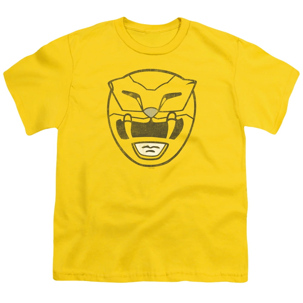 Power Rangers - Yellow Ranger Mask - Youth Short Sleeve Shirt - Medium ...