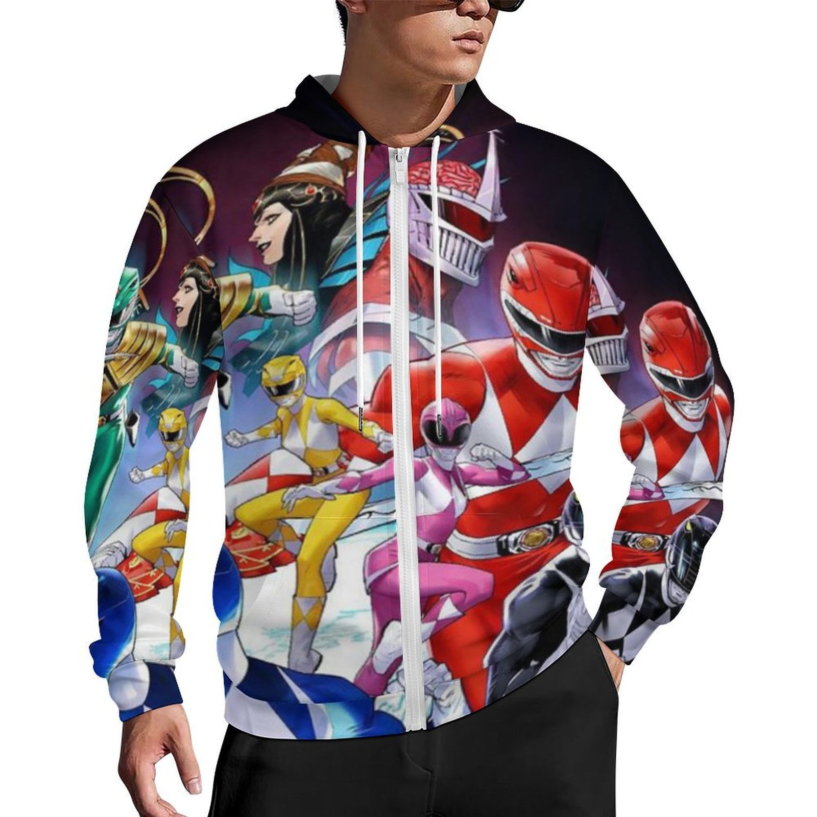 Power Rangers Zip Up Hoodies Unisex Realistic 3D Print Sweatshirt Long ...