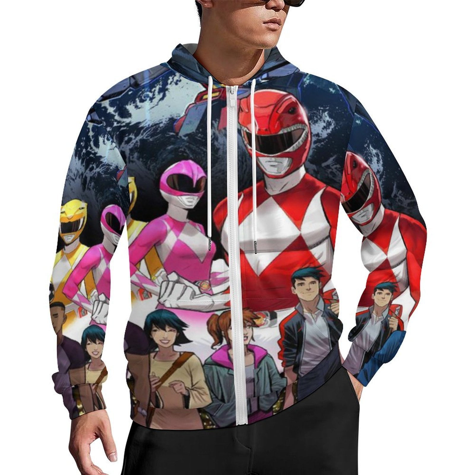 Power Rangers Zip Up Hoodies Unisex Realistic 3D Print Sweatshirt Long ...