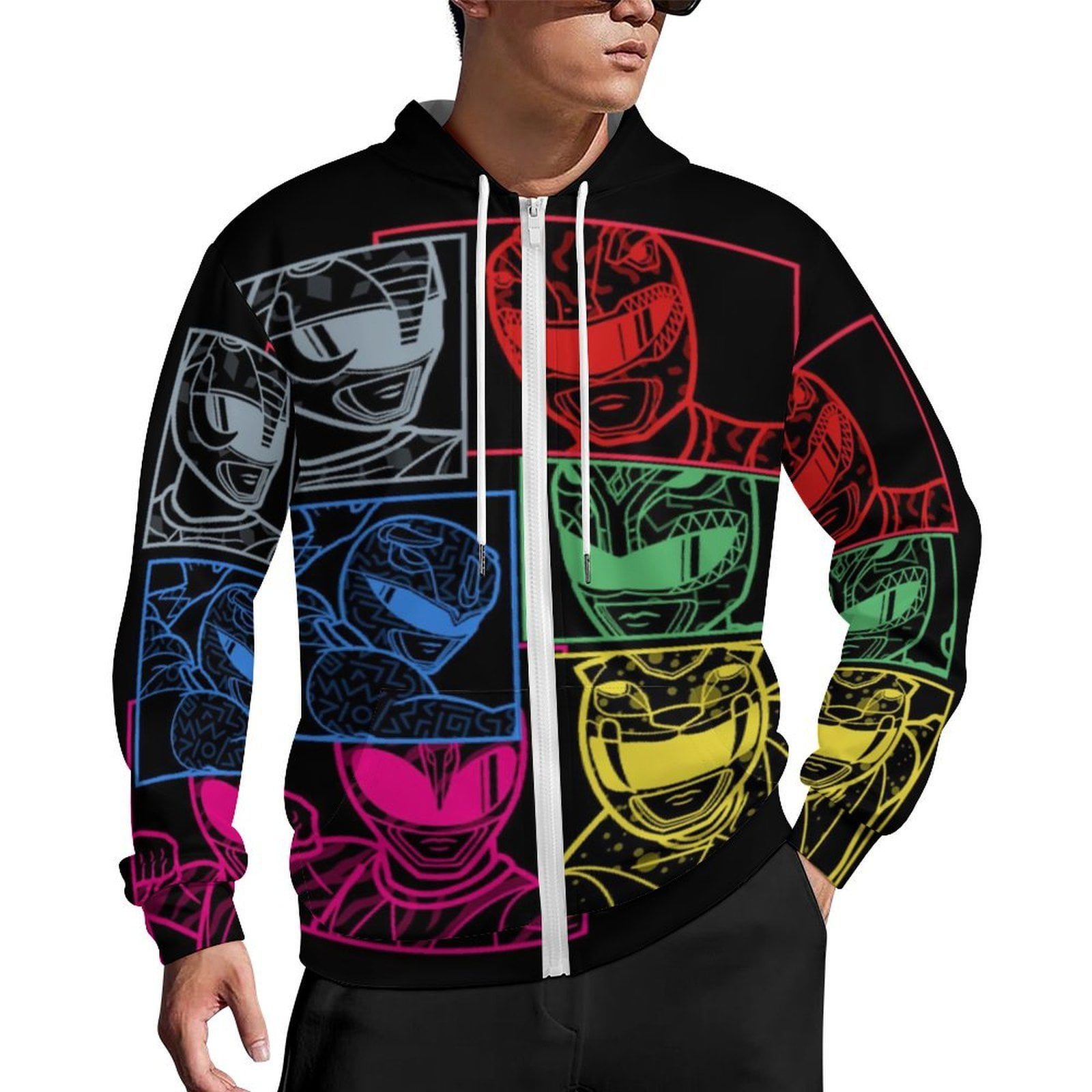 Power Rangers Zip Up Hoodies Unisex Realistic 3D Print Sweatshirt Long ...