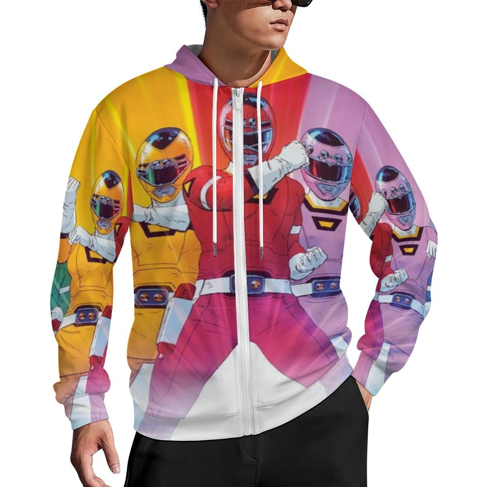 Power Rangers Zip Up Hoodies Unisex Realistic 3D Print Sweatshirt Long ...