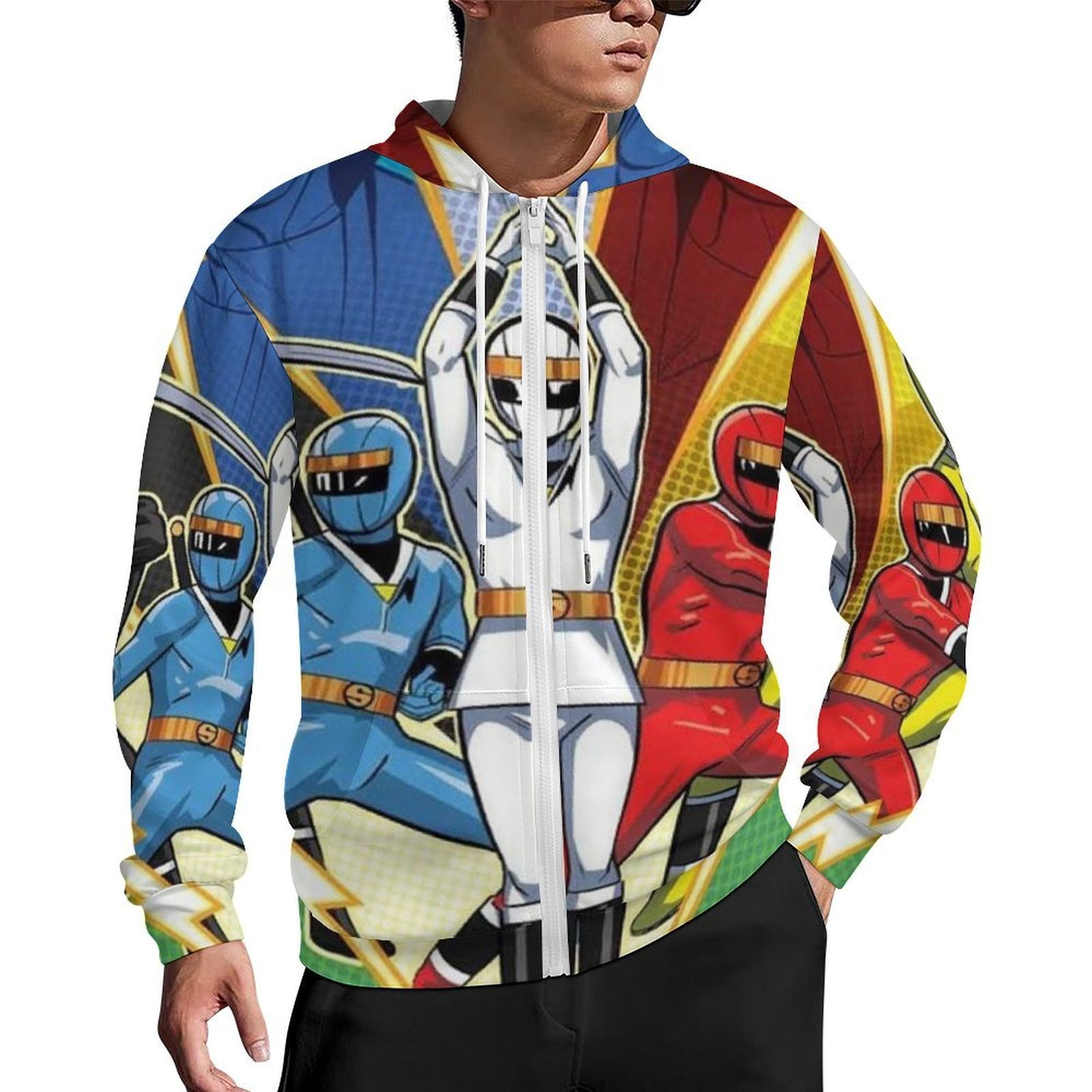 Power Rangers Zip Up Hoodies Unisex Realistic 3D Print Sweatshirt Long ...