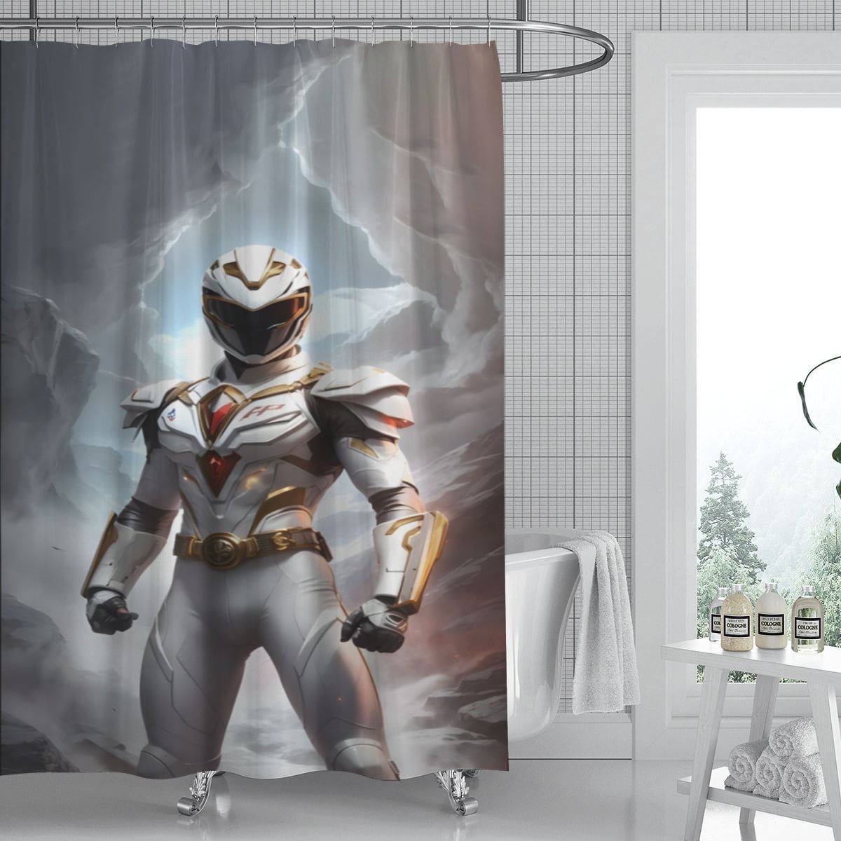 Power Rangers shower curtain offers a timeless design, waterproof ...