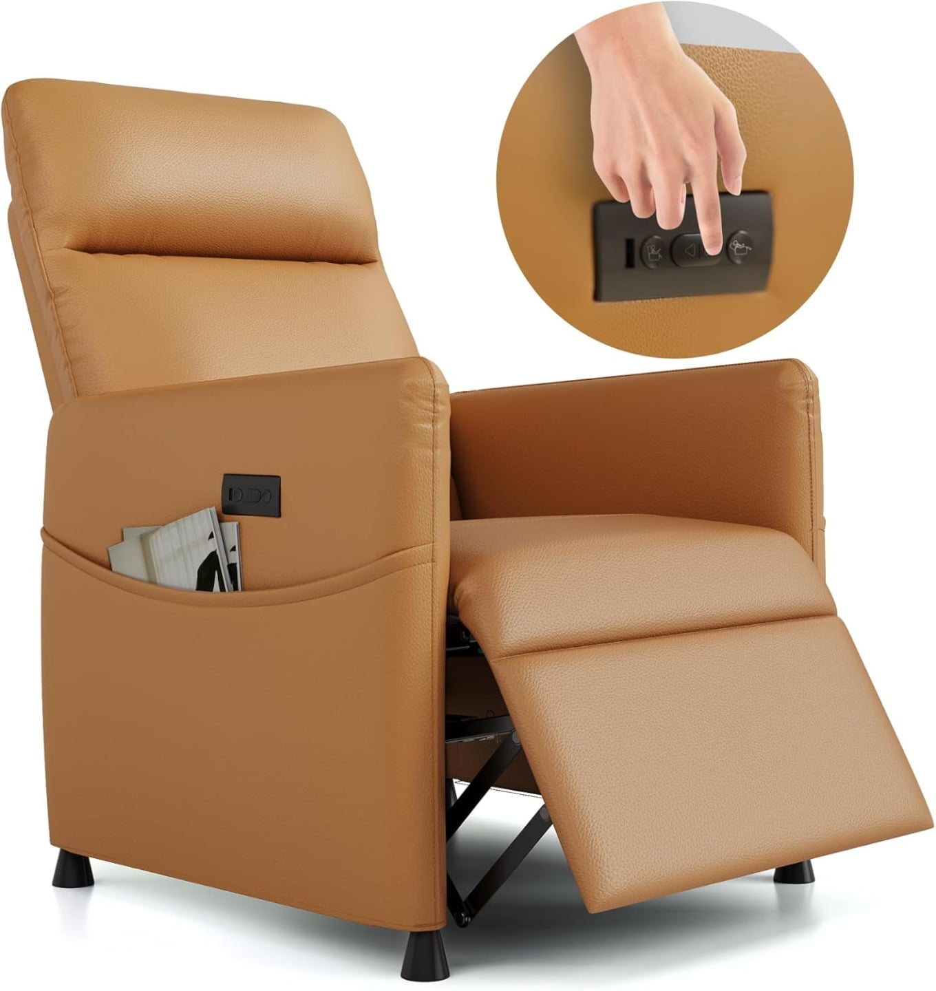 Power Recliner Chair with Adjustable Backrest Footrest, Leather ...