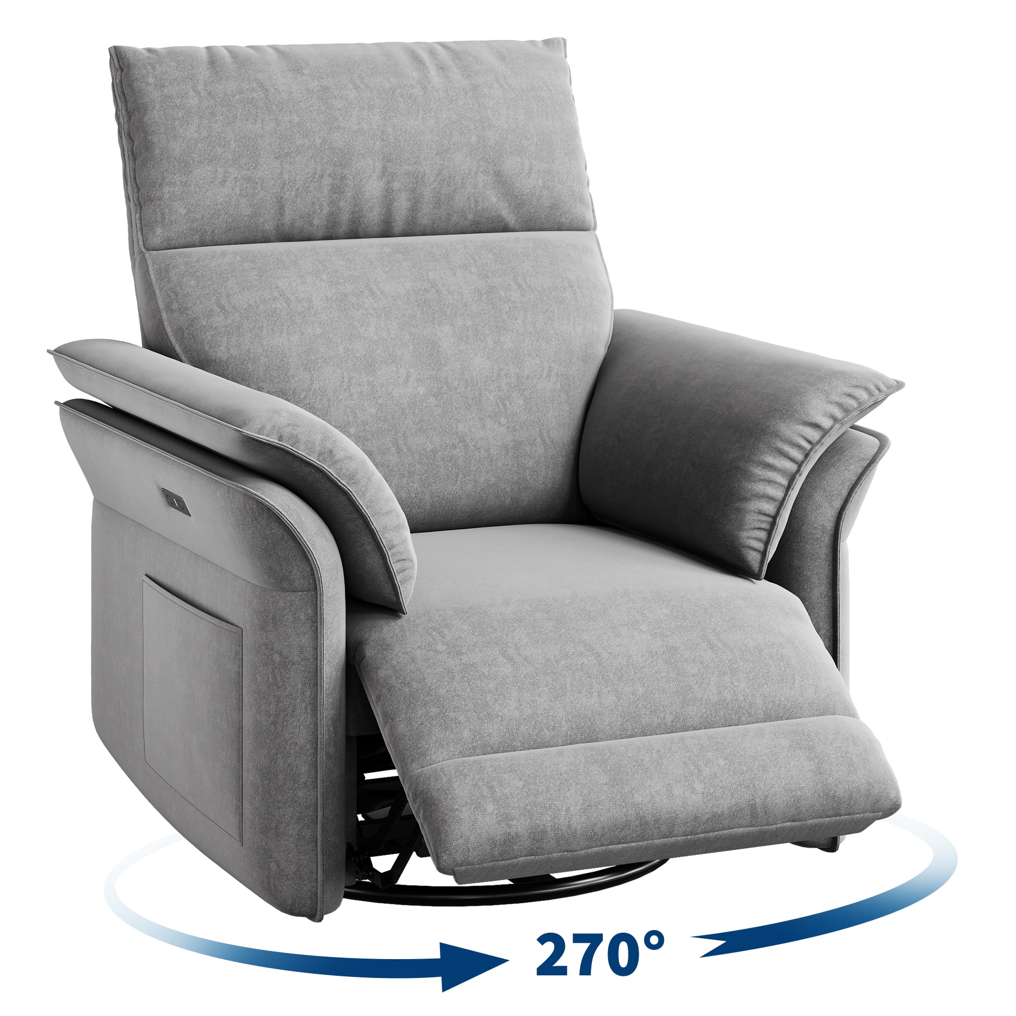 Power Recliner Chair Glider – Swivel Rocker with USB Charging Port, 270 ...