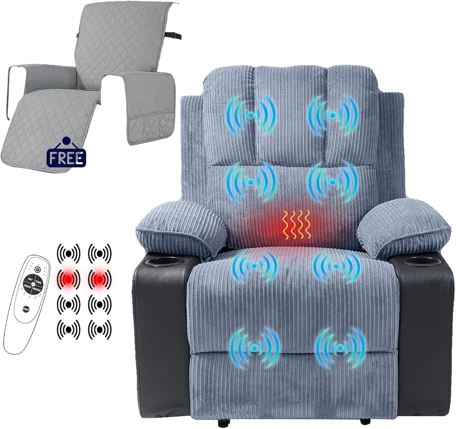 Power Recliner Chair Massage with Heated Recliner Chairs for Adults ...