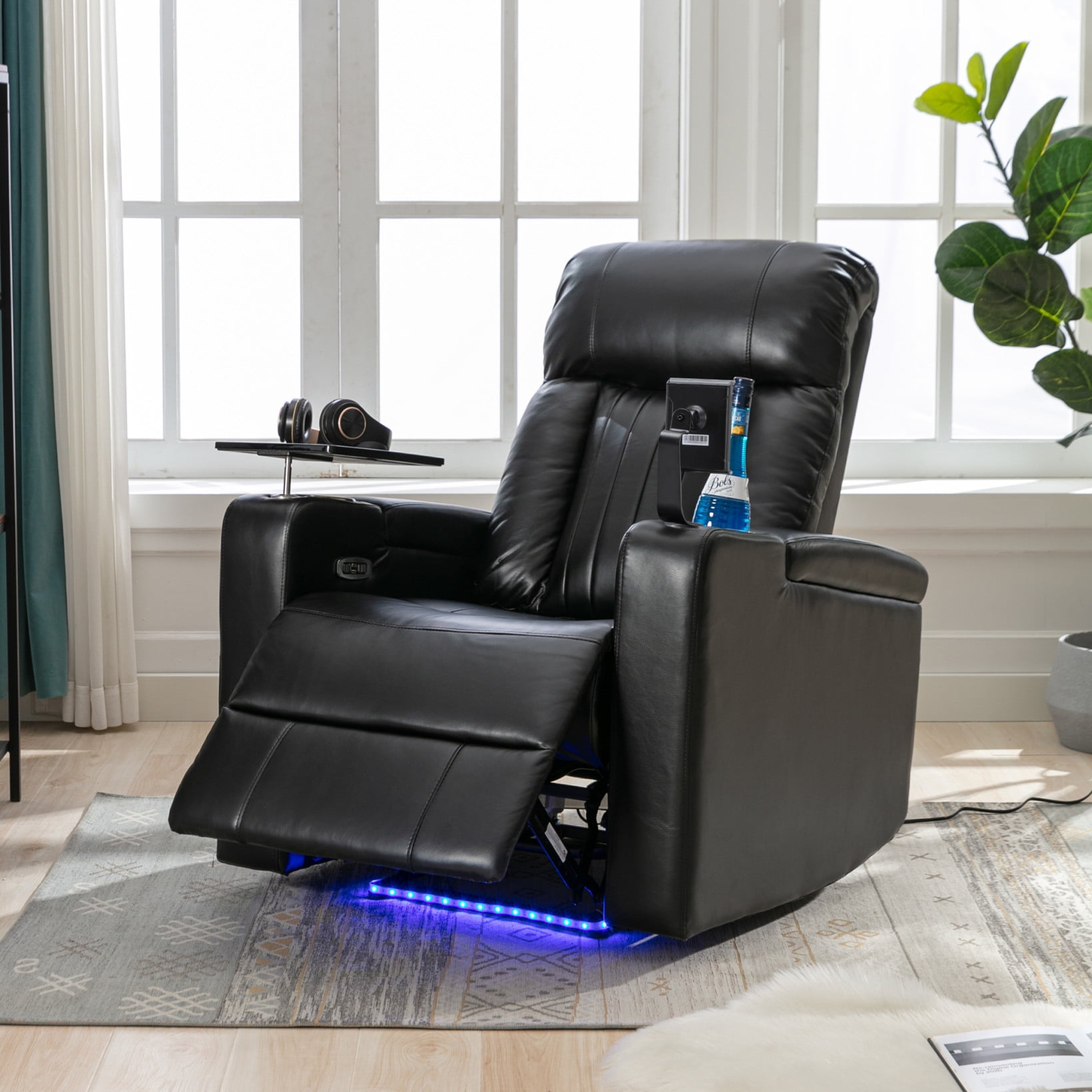 Power Recliner Chair, PU Leather Electric Recliner Chair with Cup ...