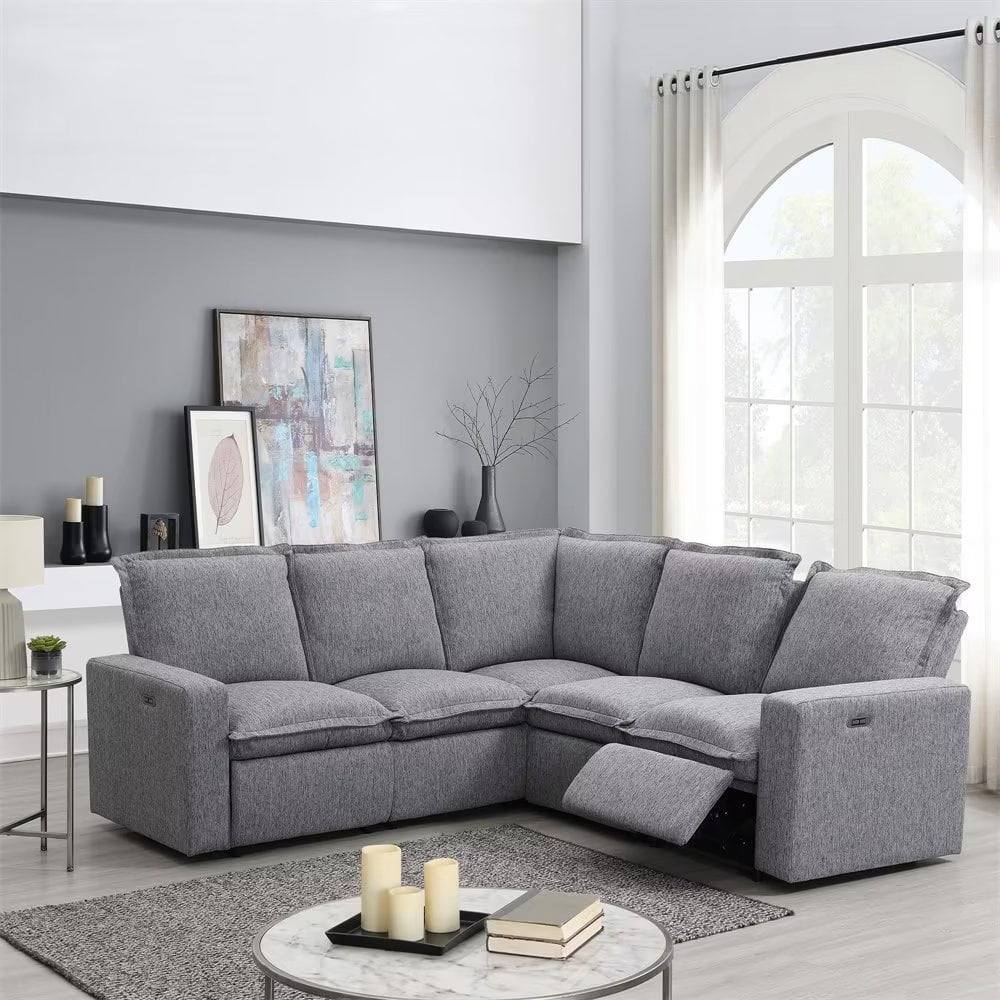 Power Recliner Chair, L-Shaped Sectional Sofa with USB, Home Theater ...