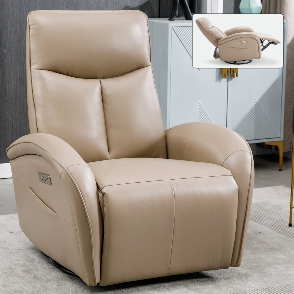 Power Recliner Chair with Lumbar Support, Leatheraire Swivel and Rocker ...