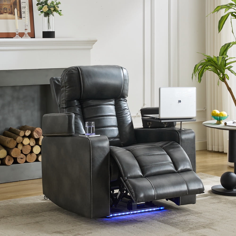 Power Recliner Chairs with Adjustable Headrest,Wireless Charger, LED ...