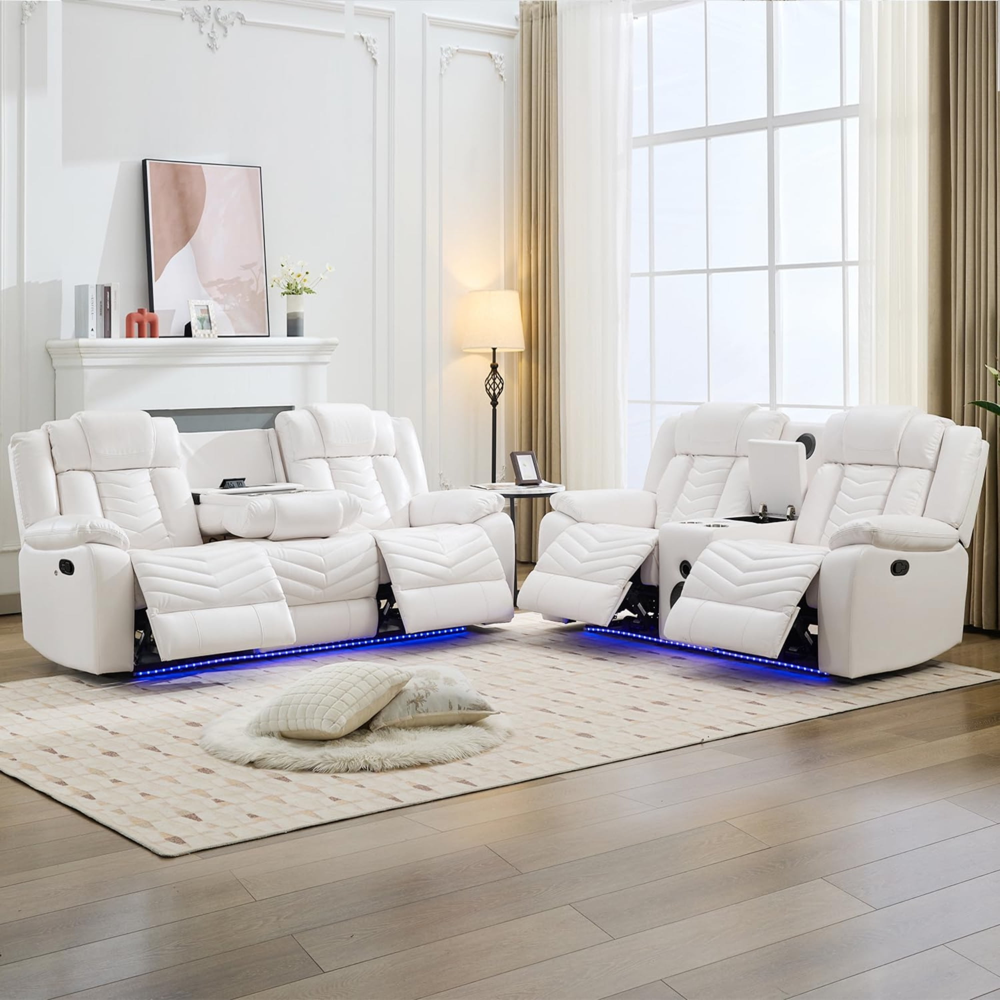 Zero Gravity Power Recliner Sofa Sets with Bass Speaker,Wireless ...